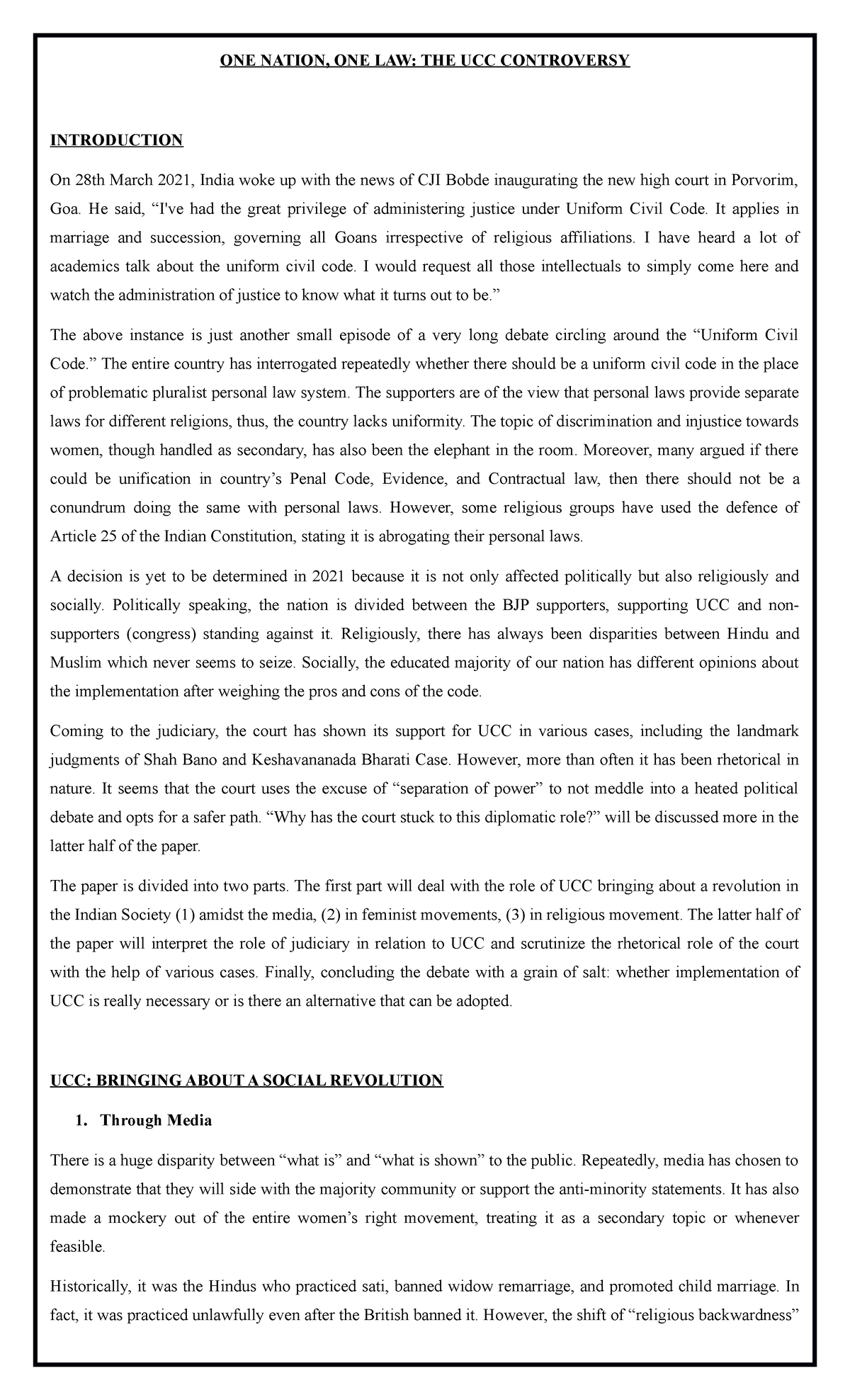 ONL - bbggfffjjjjjgfdddffhhhhjjff - ONE NATION, ONE LAW: THE UCC ...