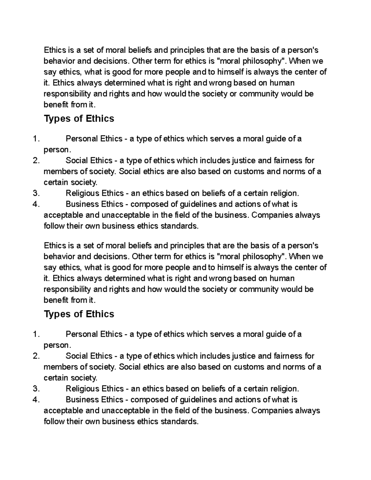 Ethics is a set of moral beliefs - Other term for ethics is "moral ...