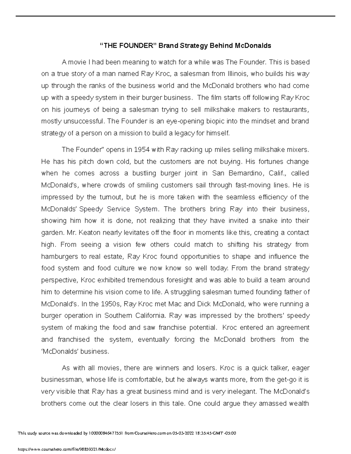 McESSAY FOR THE FOUNDER MOVIE REVIEW NETFLIX MOVIE THE FOUNDER OF ...