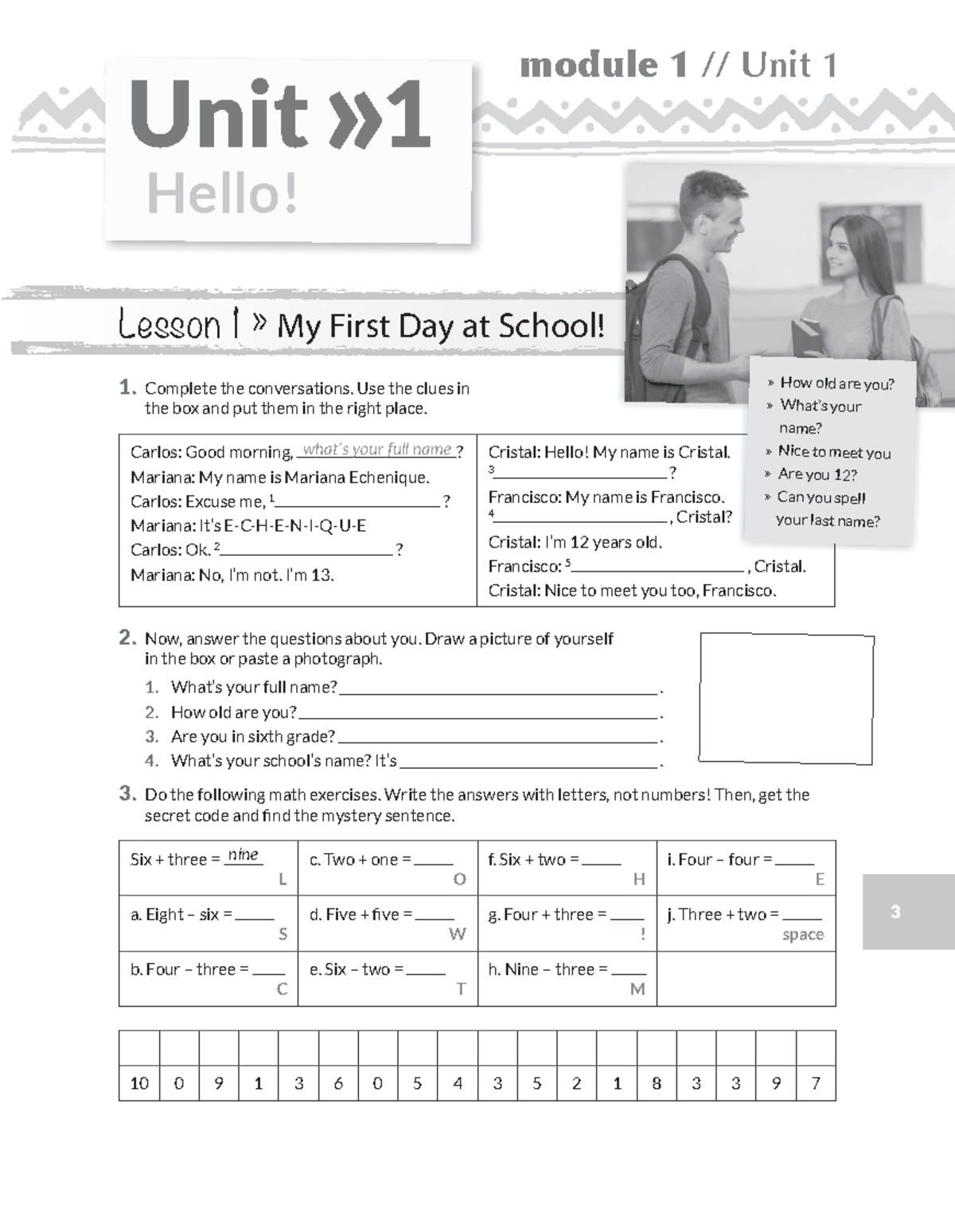 GUIA Trabajo Grado 7 - HOLA - module 1 // Unit 1 3 Hello! Unit 1 » 1 ...
