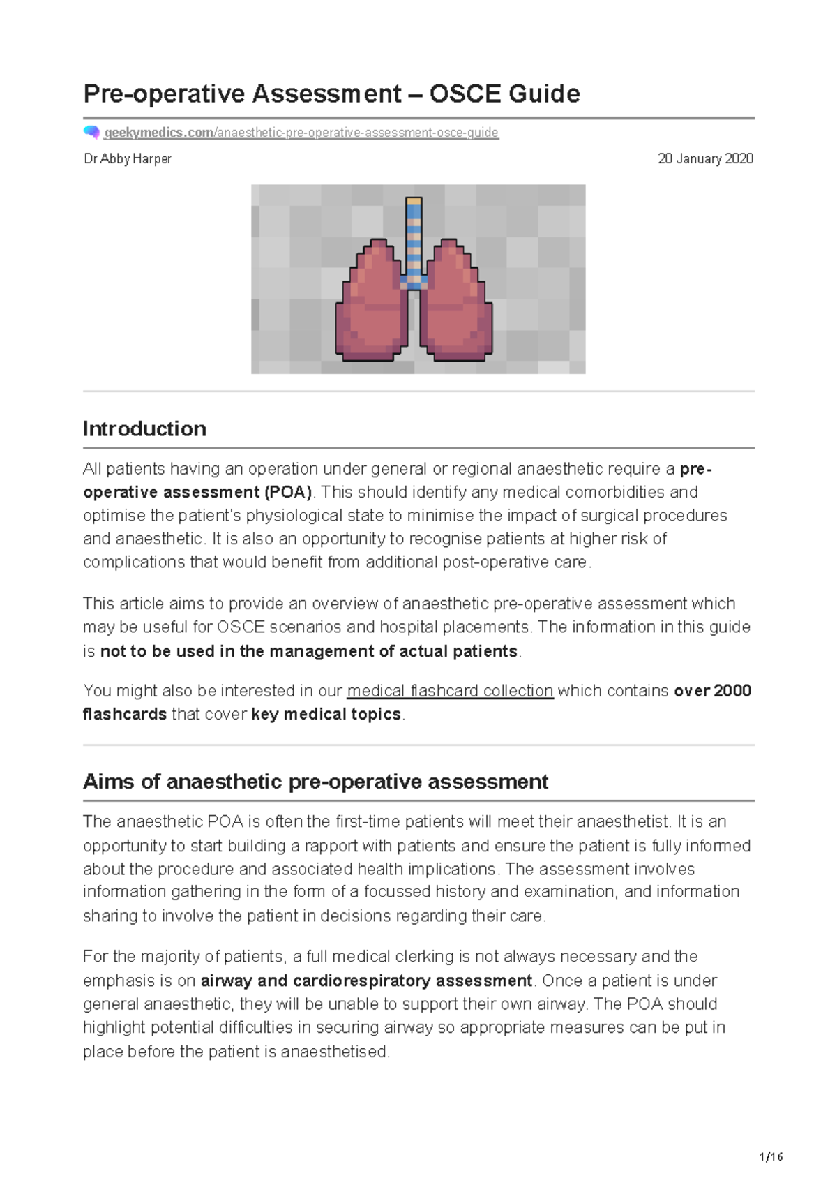 Geekymedics.com-Pre-operative Assessment OSCE Guide - Dr Abby Harper 20 ...