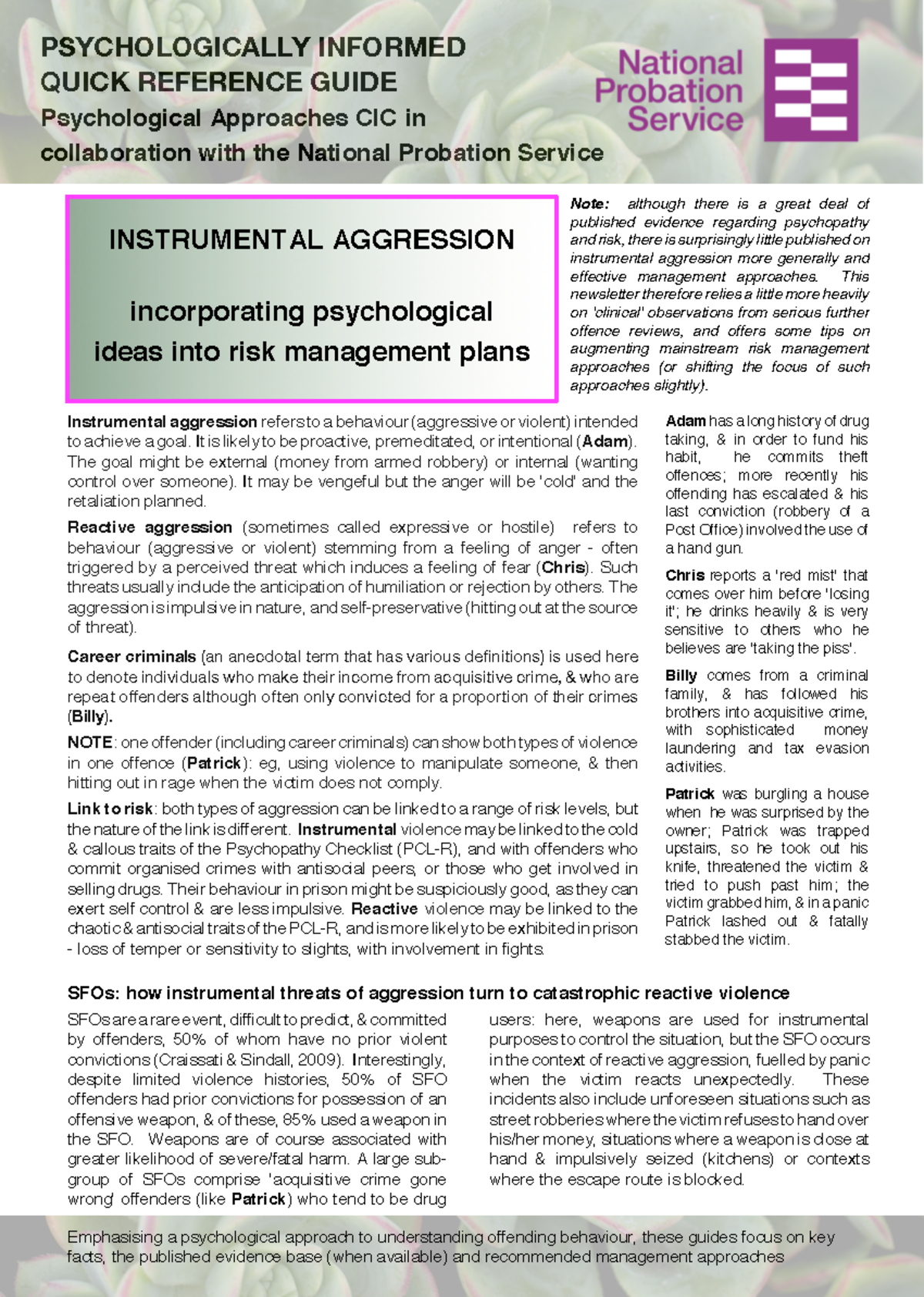 2 Psychologically informed quick reference guide instrumental ...