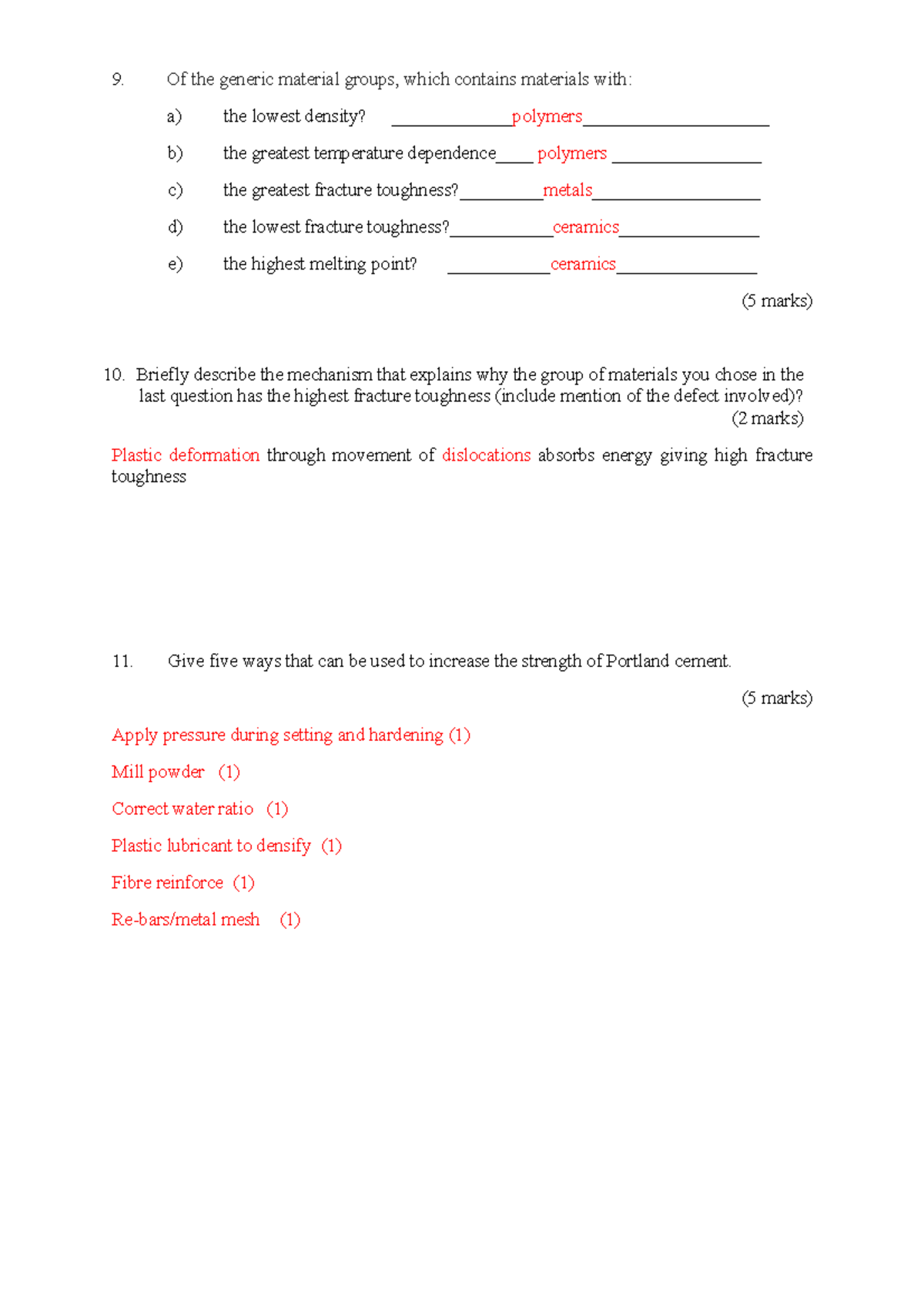 ENGEN112-18B TEST 2 - Of the generic material groups, which contains ...