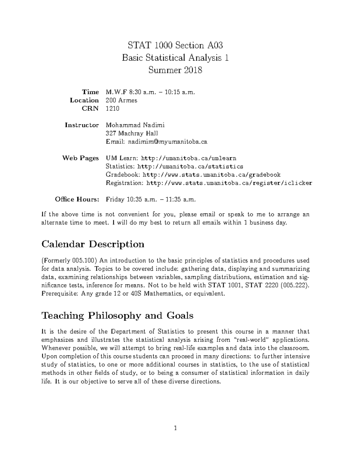 Course Outline Summer 2018 - STAT Section A03 Basic Statistical ...