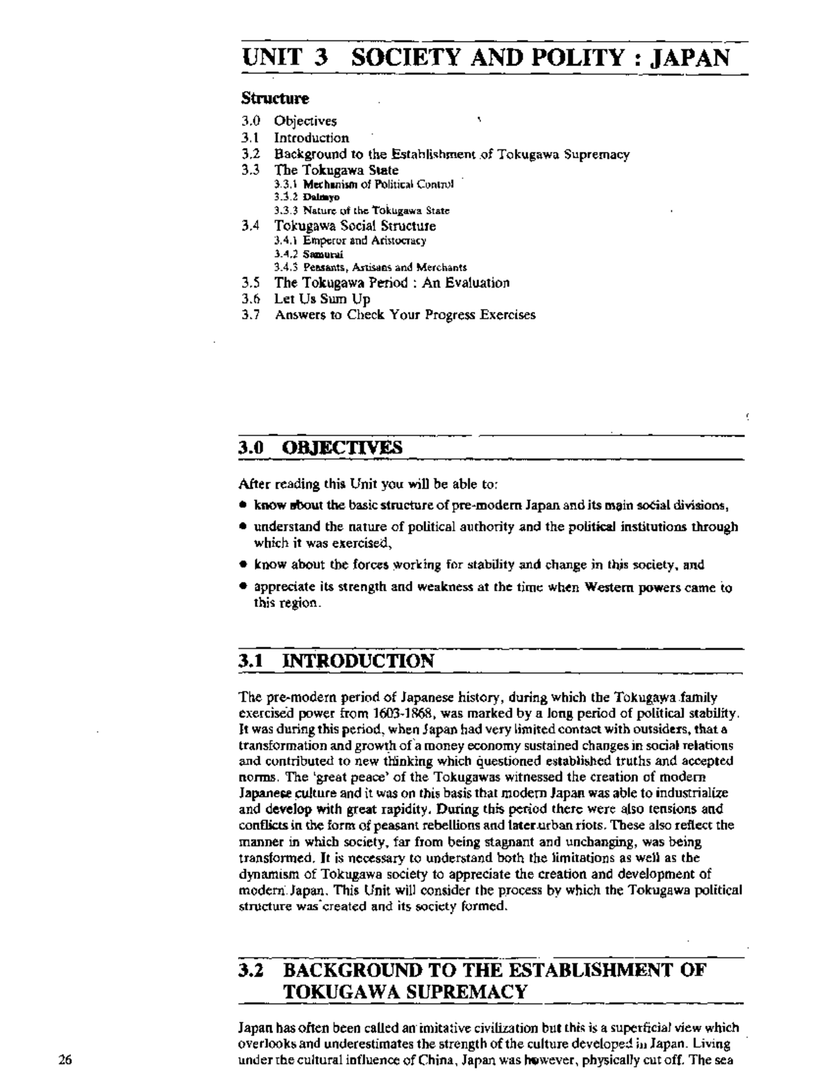 Unit-3 - Useful - UNIT 3 SOCIETY AND POLITY : JAPAN ####### Structure ...