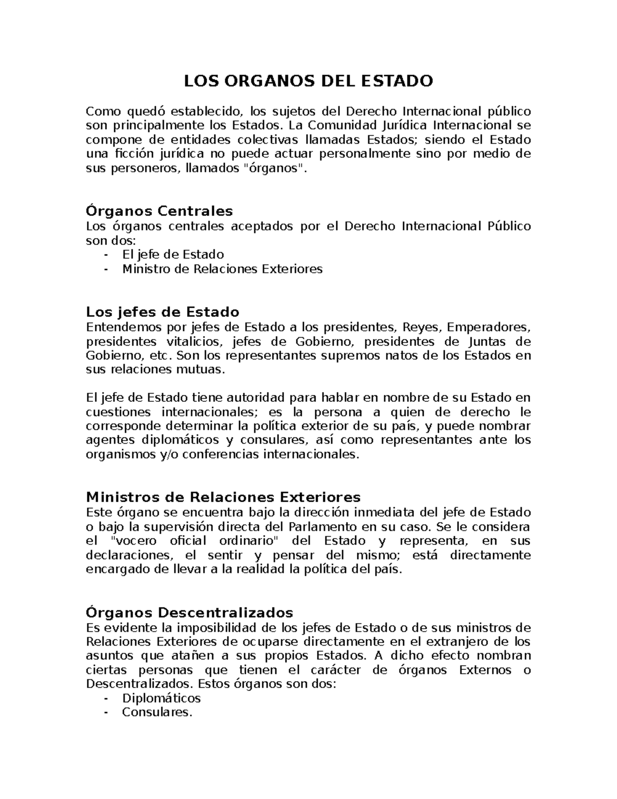 Sumario - Definición de temas importantes - LOS ORGANOS DEL ESTADO Como ...