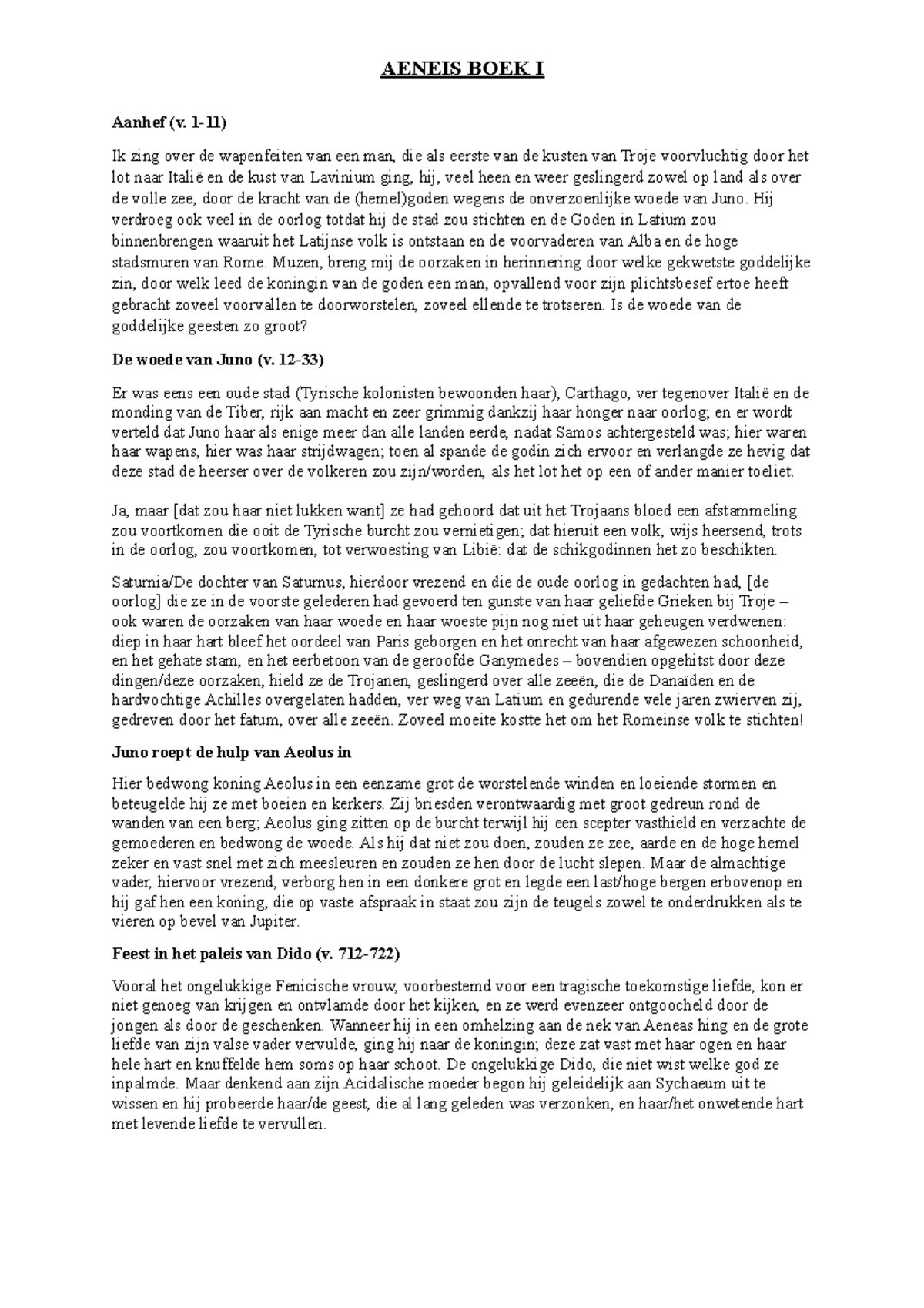 Vergilius, Aeneis boek I - AENEIS BOEK I Aanhef (v. 1-11) Ik zing over ...