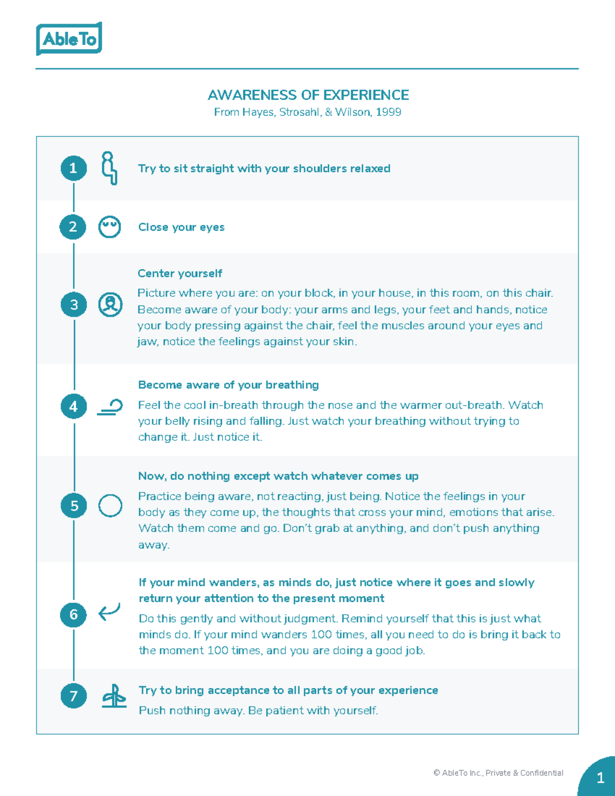 Awareness-of-experience 159 user worksheet for patients - © AbleTo Inc ...