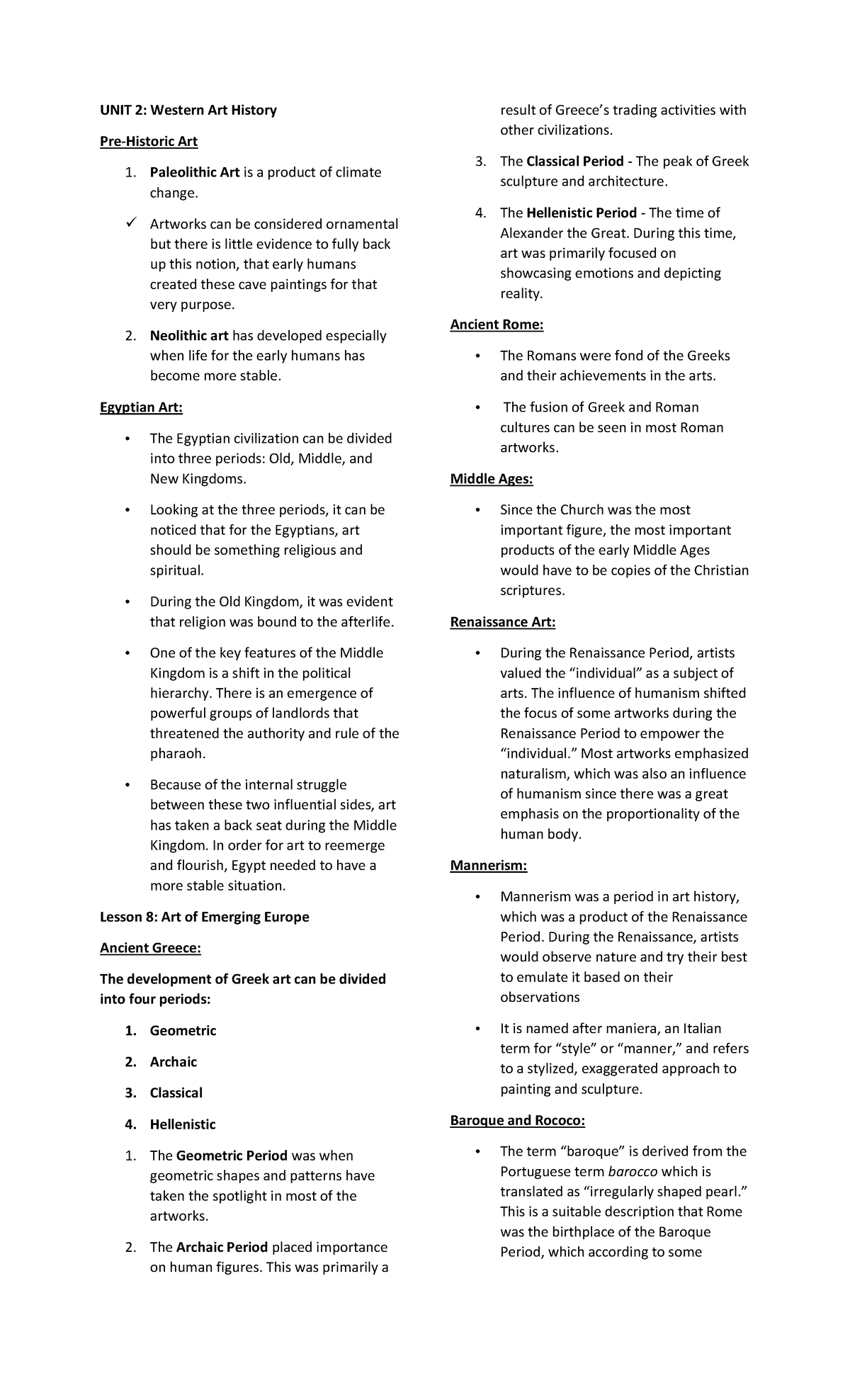 ARTS APP Midterm Module - UNIT 2: Western Art History Pre-Historic Art ...