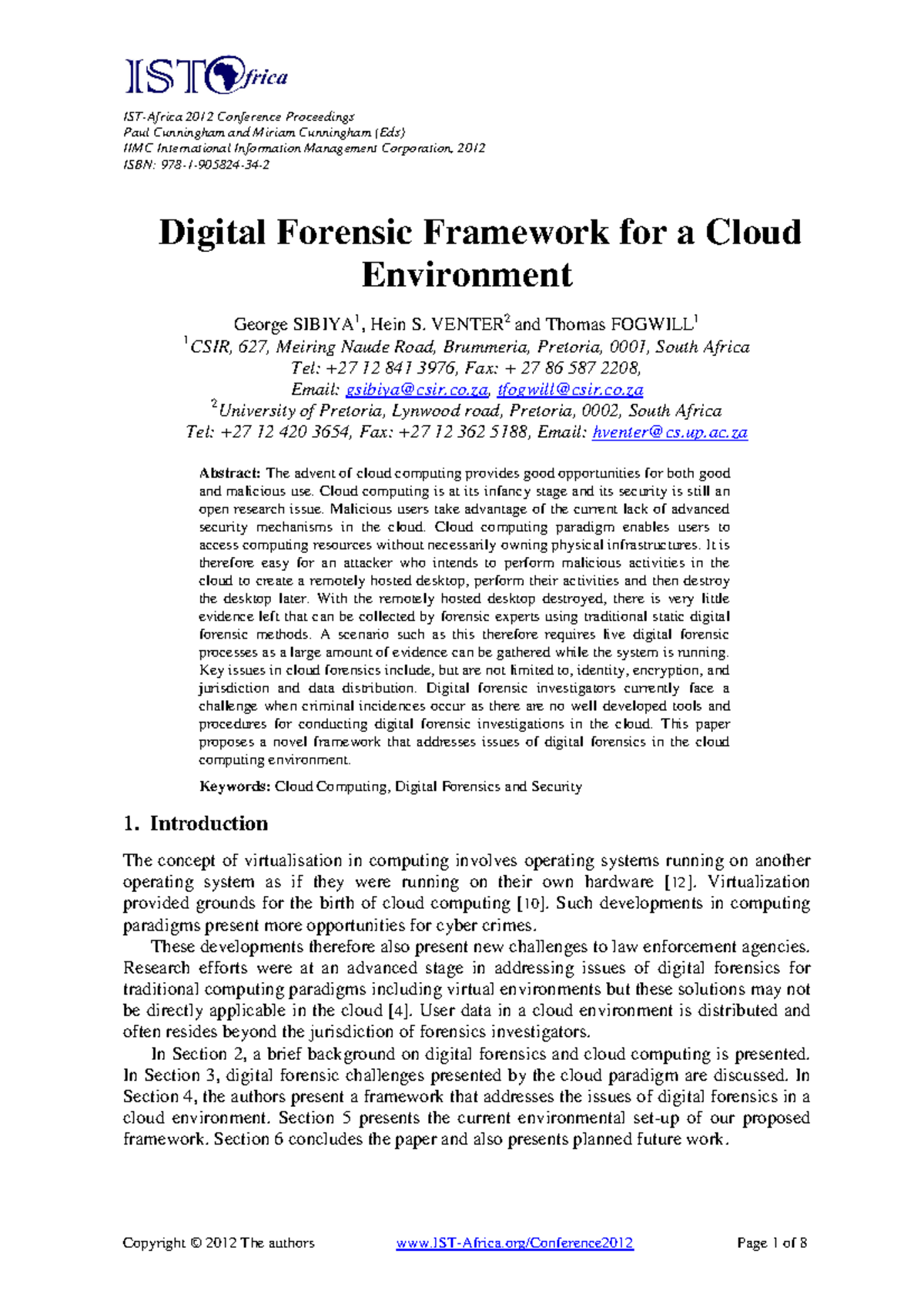 R-Additional - Sibiya 2012 - Digital Forensics Framework - IST-Africa ...
