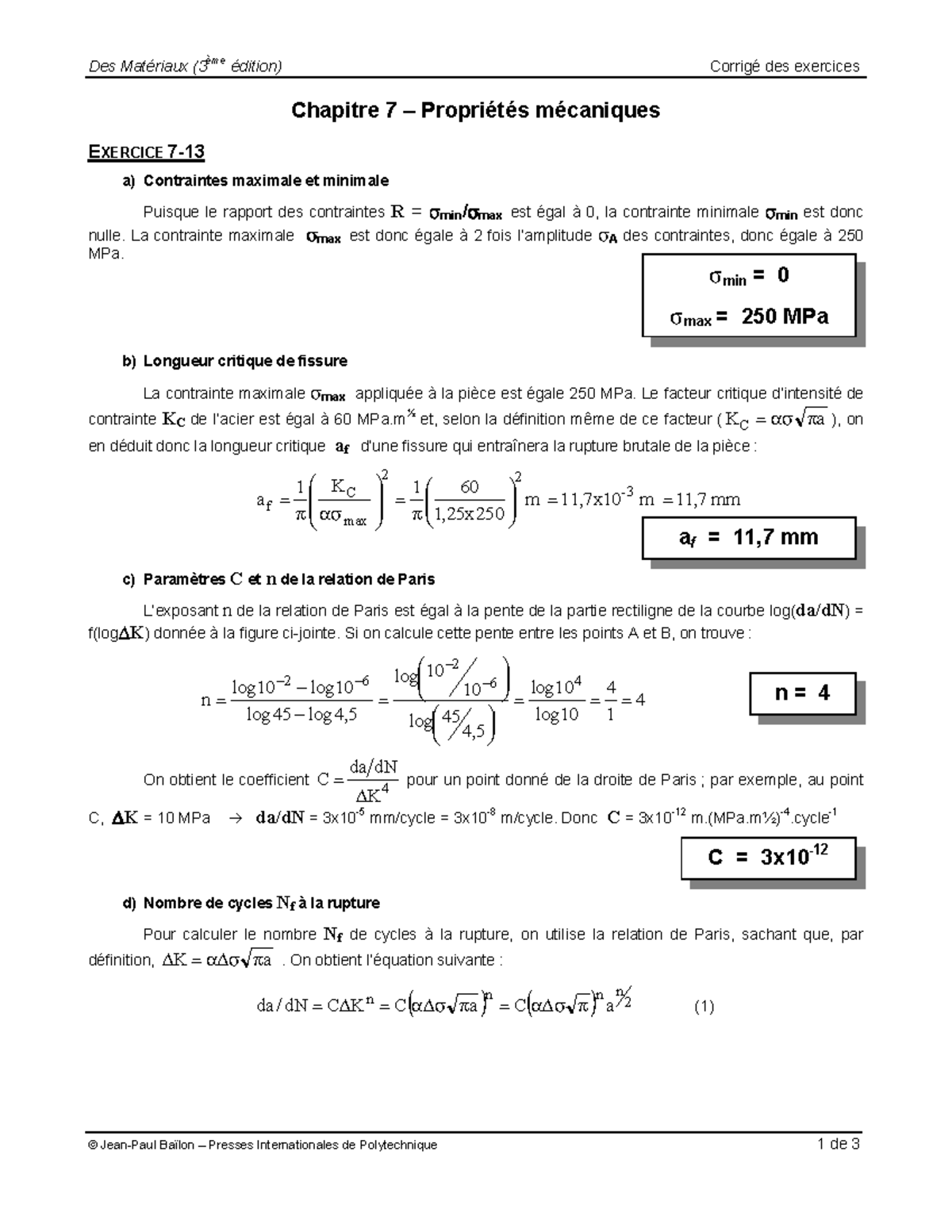Cor7 13 - Resistance des materiaux - Des Matériaux (3ème édition ...