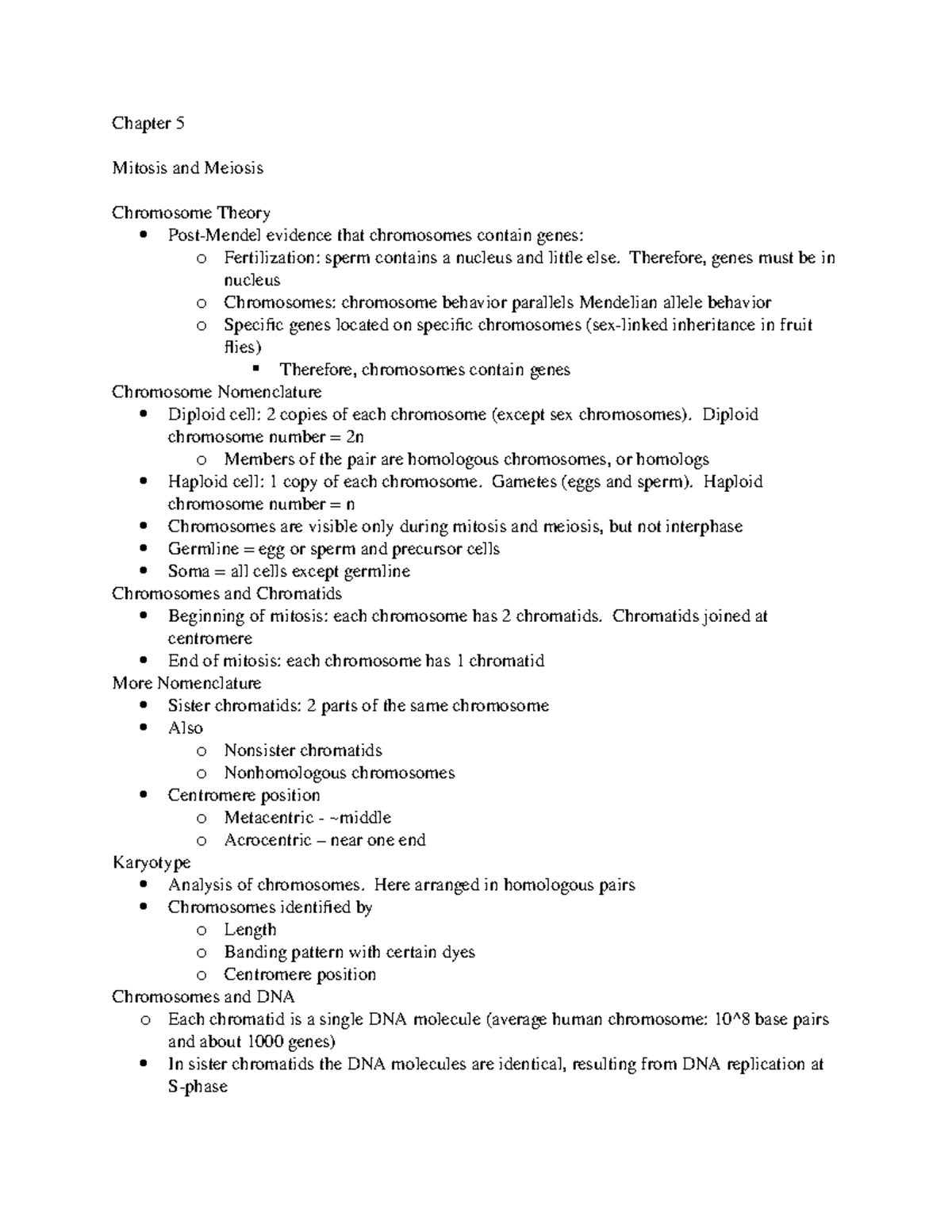 Chapter 5 - Stephenson - Chapter 5 Mitosis and Meiosis Chromosome ...