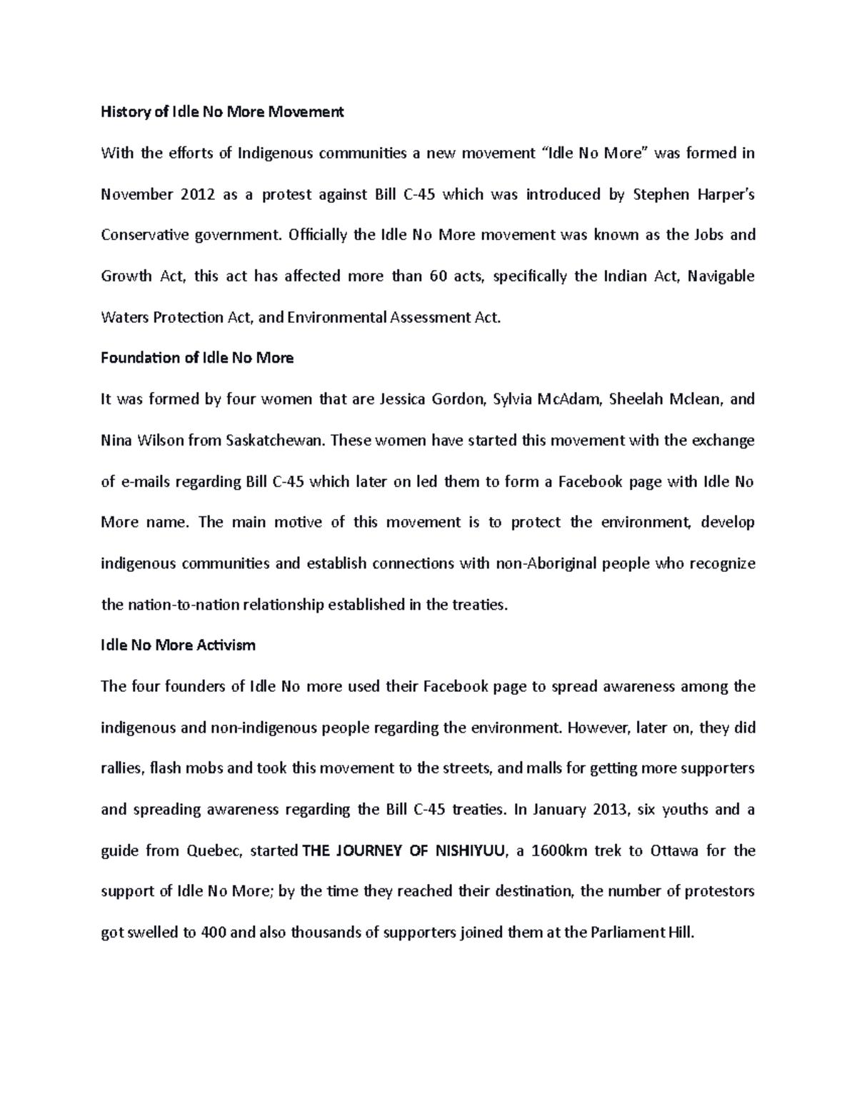 Idle No more presentation part - History of Idle No More Movement With ...