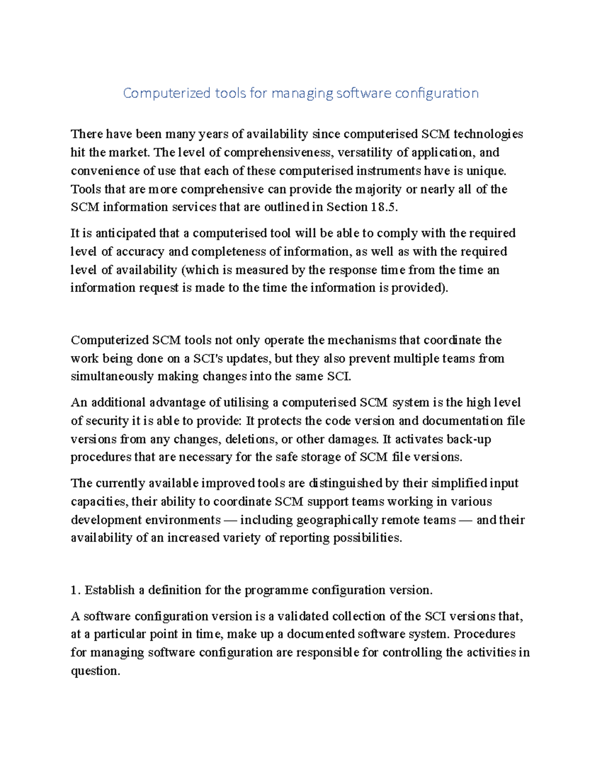 Computerized tools for managing software configuration - The level of ...