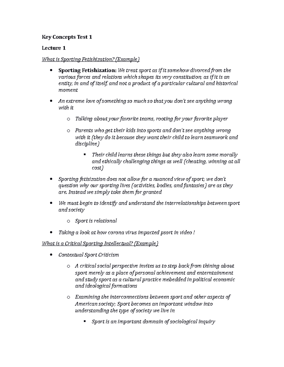 KNES353 Key Concepts Review Test 1 - Key Concepts Test 1 Lecture 1 What ...