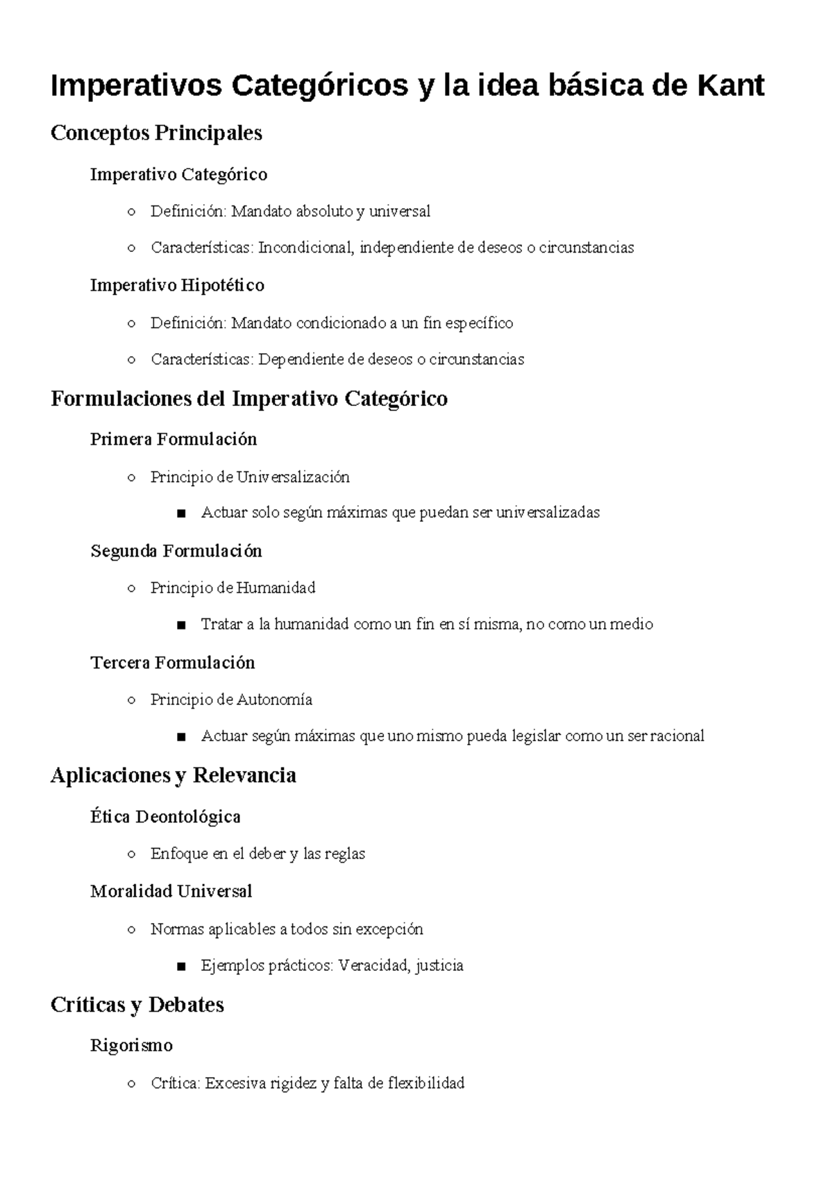 Imperativos Categóricos y la idea básica de Kant - Imperativos ...