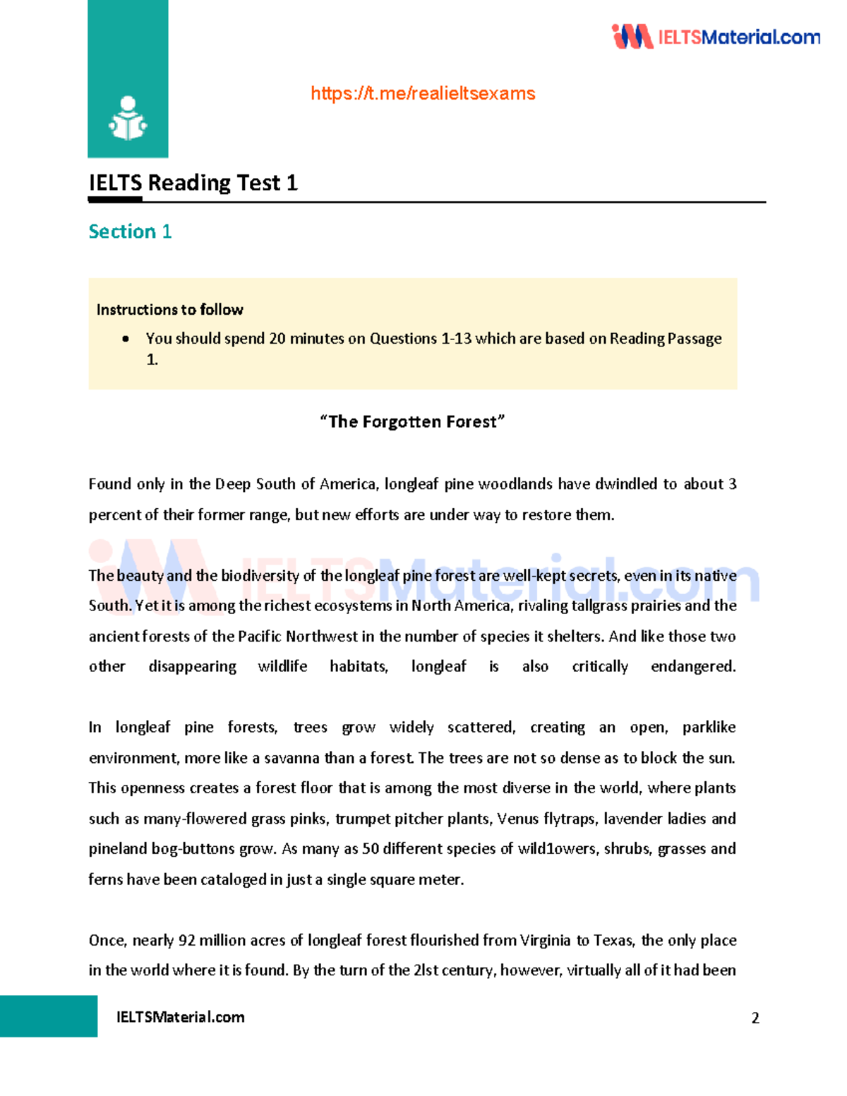 Reading-actual-1 - reading test actual - IELTSMaterial 2 IELTS Reading ...