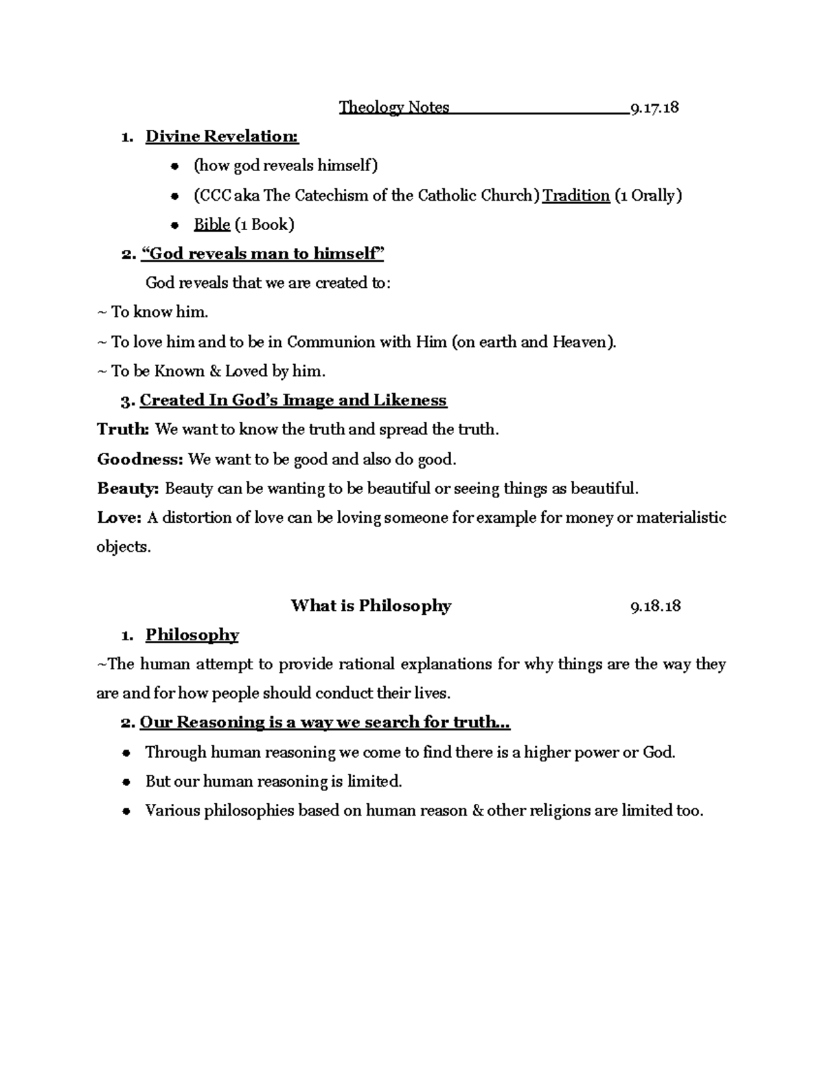 Theology 9 17-21 18 - These are my notes. My notes are based off of my ...