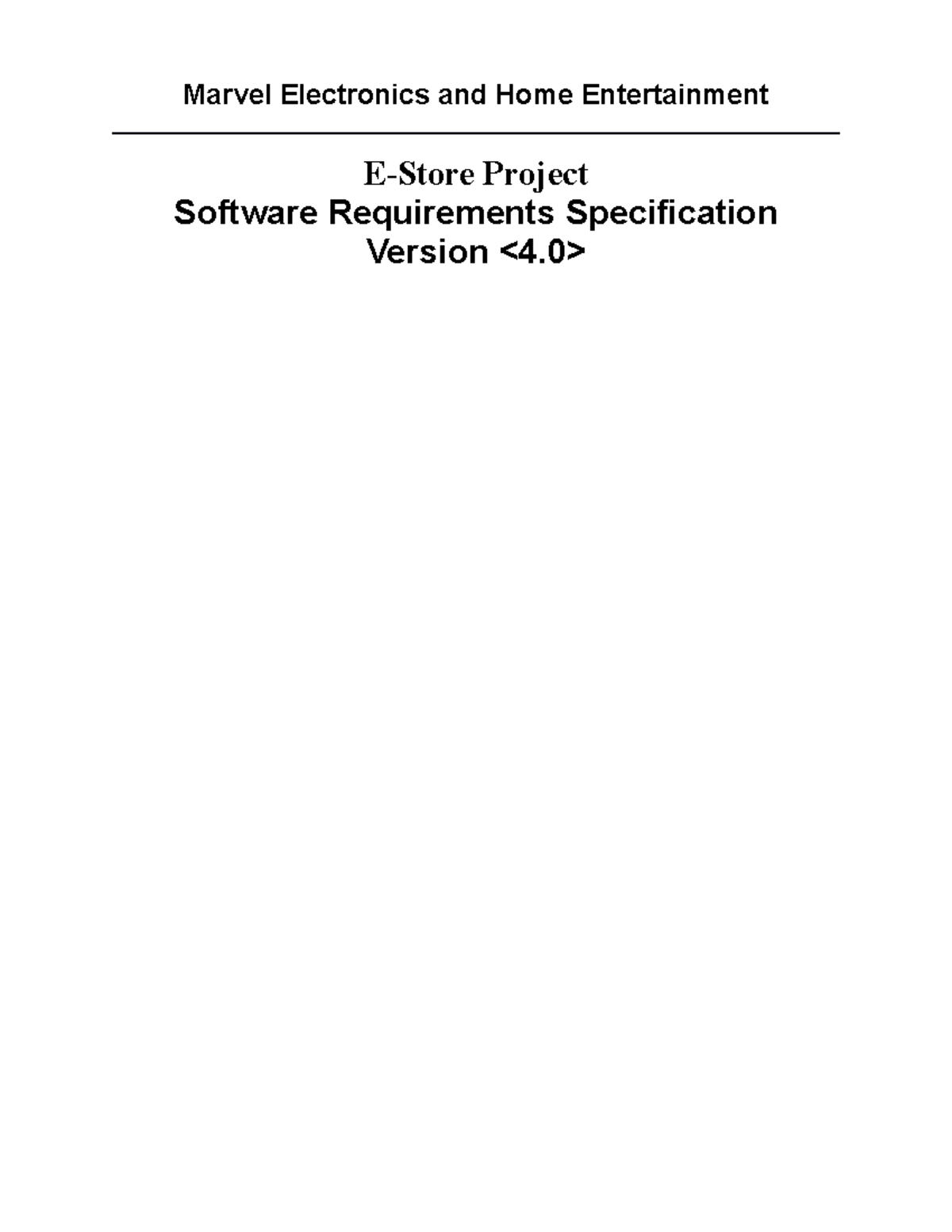 SRS4 - Marvel Electronics and Home Entertainment E-Store Project ...