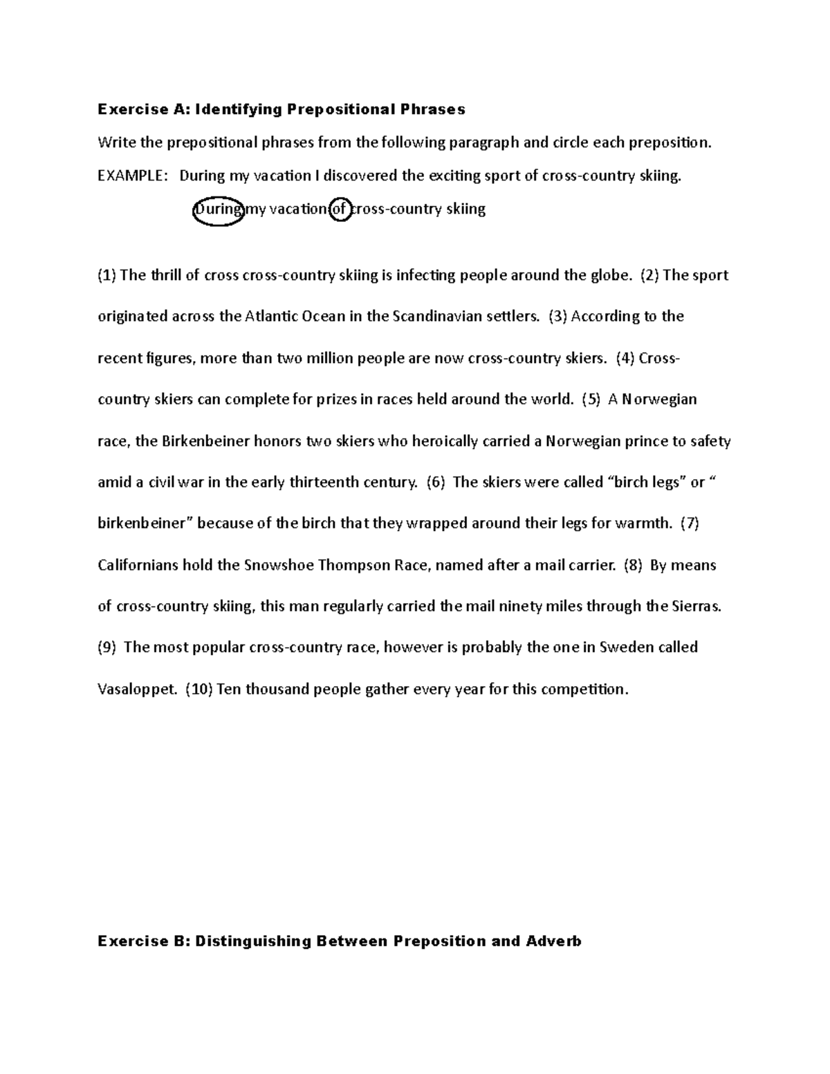 Exercise - dasdasdas - Exercise A: Identifying Prepositional Phrases ...