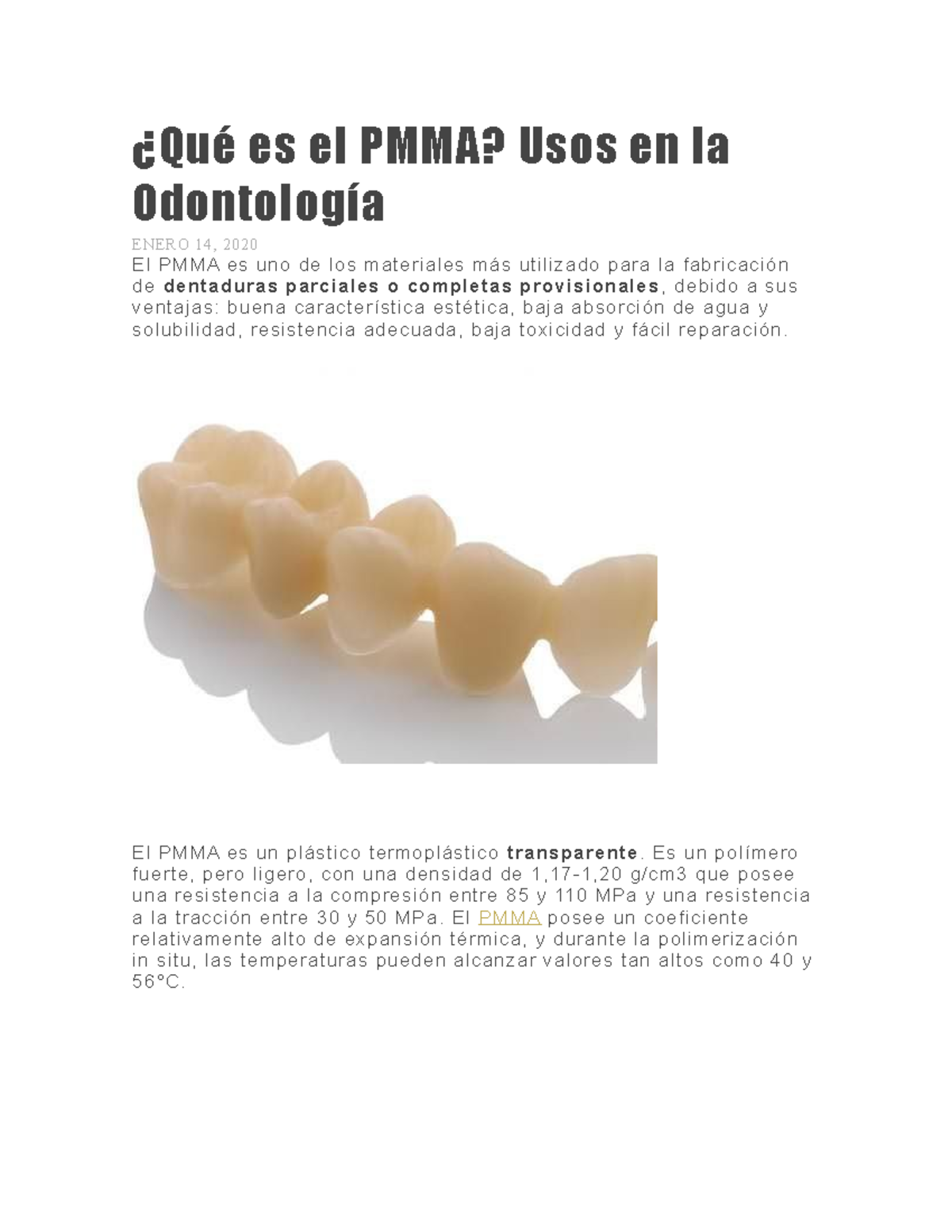 Qué es el PMMA - material pmma dental - ¿Qué es el PMMA? Usos en la ...