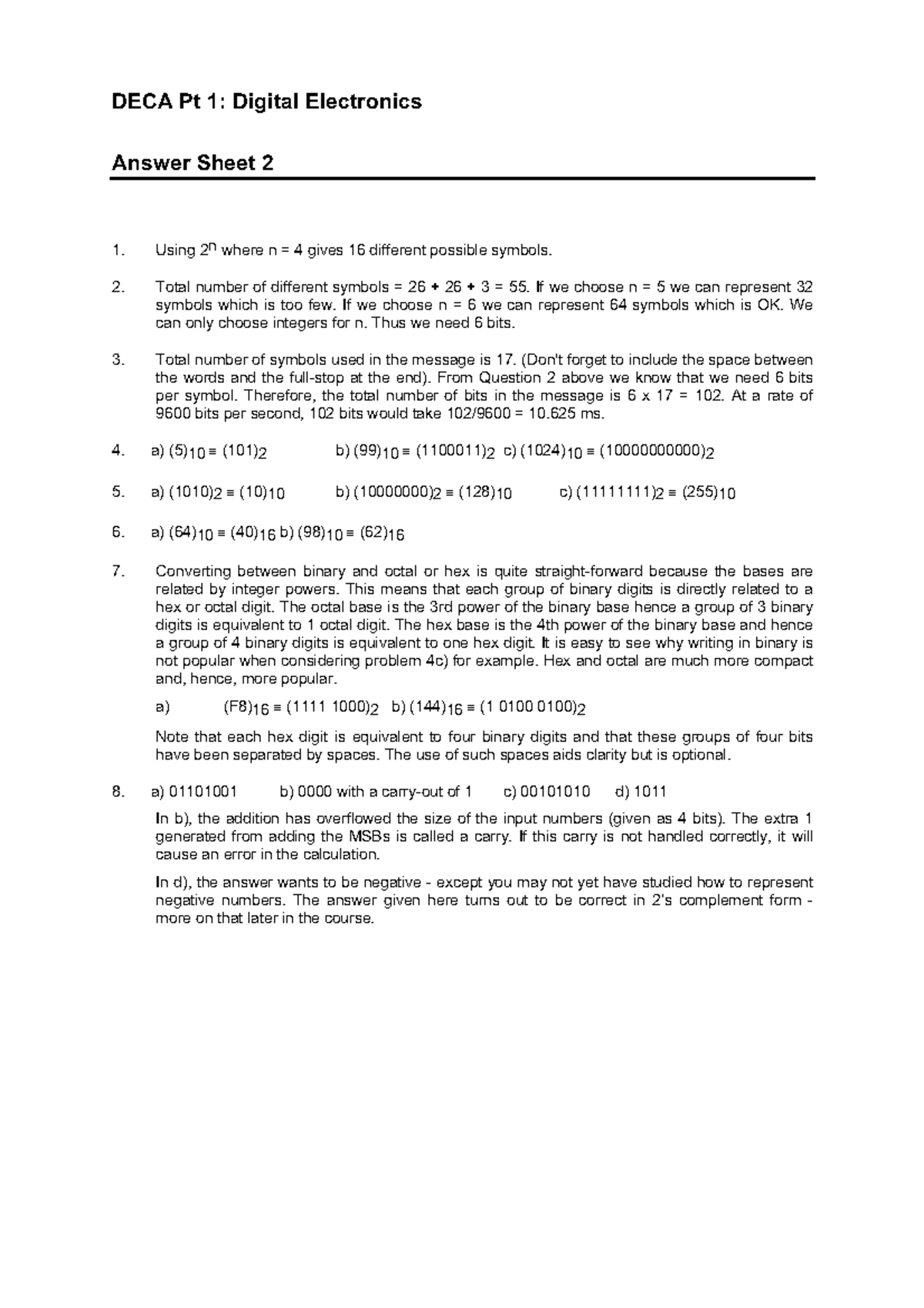 Solution 2 Digital Electronics And Computer Architecture Assignments Deca Pt 1 Digital