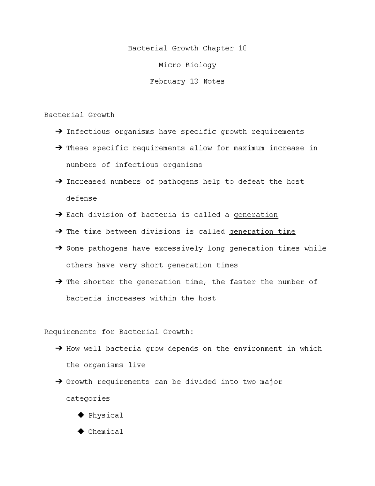 Micro Chapter 10 - Bacterial Growth Chapter 10 Micro Biology February ...
