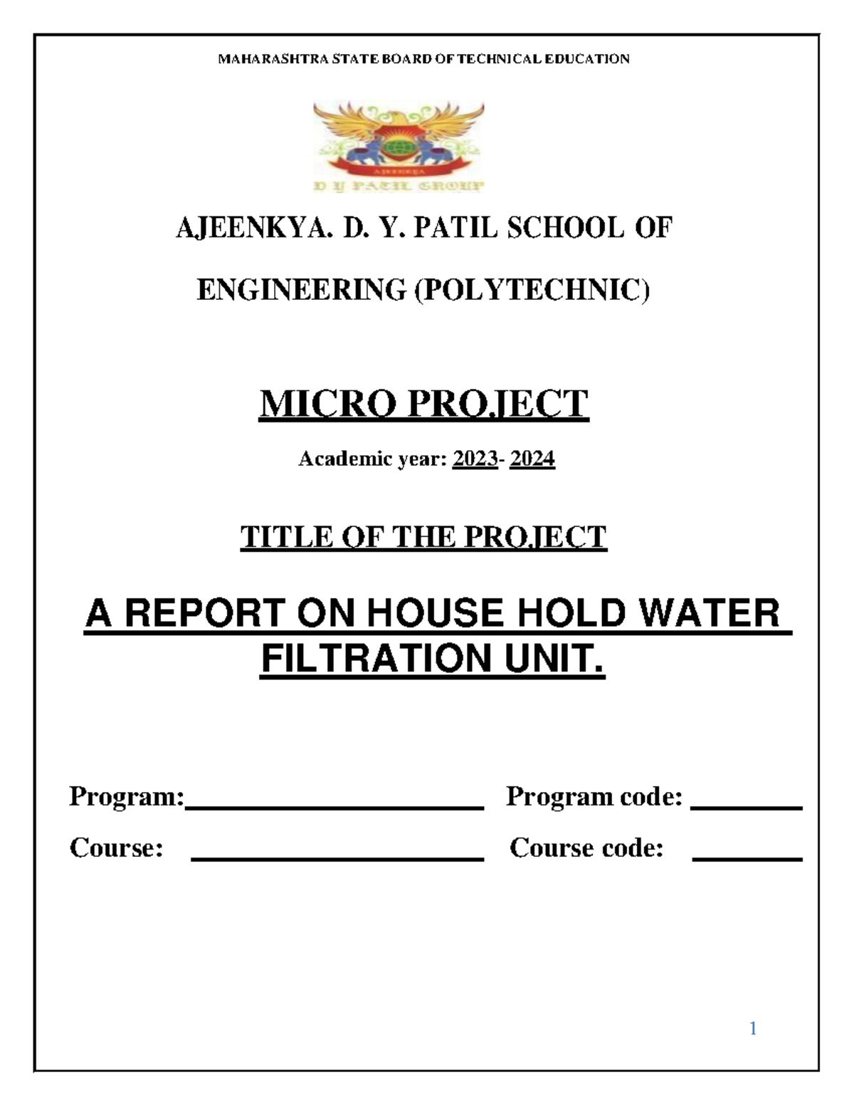 EST Micro Project Vedant 2 - MAHARASHTRA STATE BOARD OF TECHNICAL EDUCATION AJEENKYA. D. Y ...