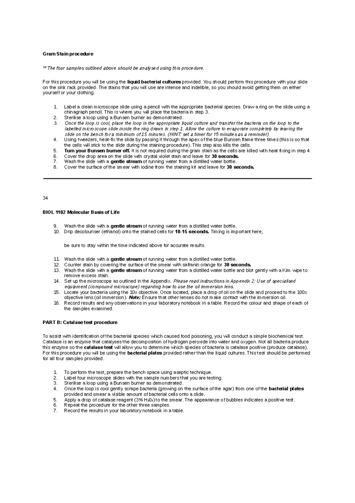 Mean charts for Membrane Permeability - Gram Stain procedure **The four ...