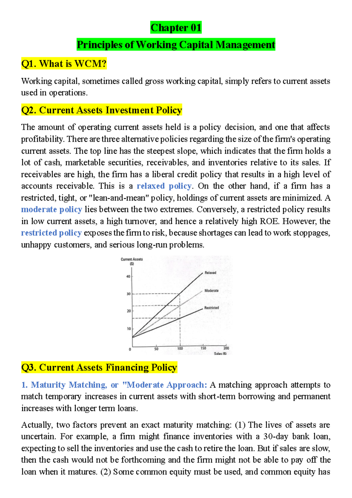 WCM CT Exam - Class test - Chapter 01 Principles of Working Capital ...