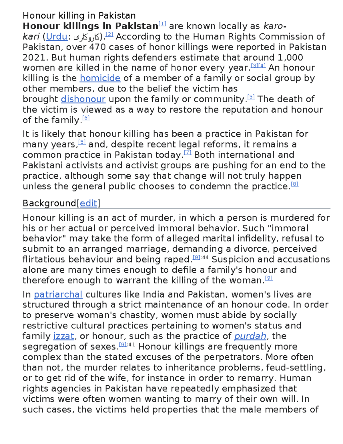 honor killing notes - Honour killing in Pakistan Honour killings in ...