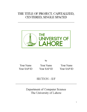 Lab 3 task - ....... - THE UNIVERSITY OF LAHORE Department of CS & IT ...