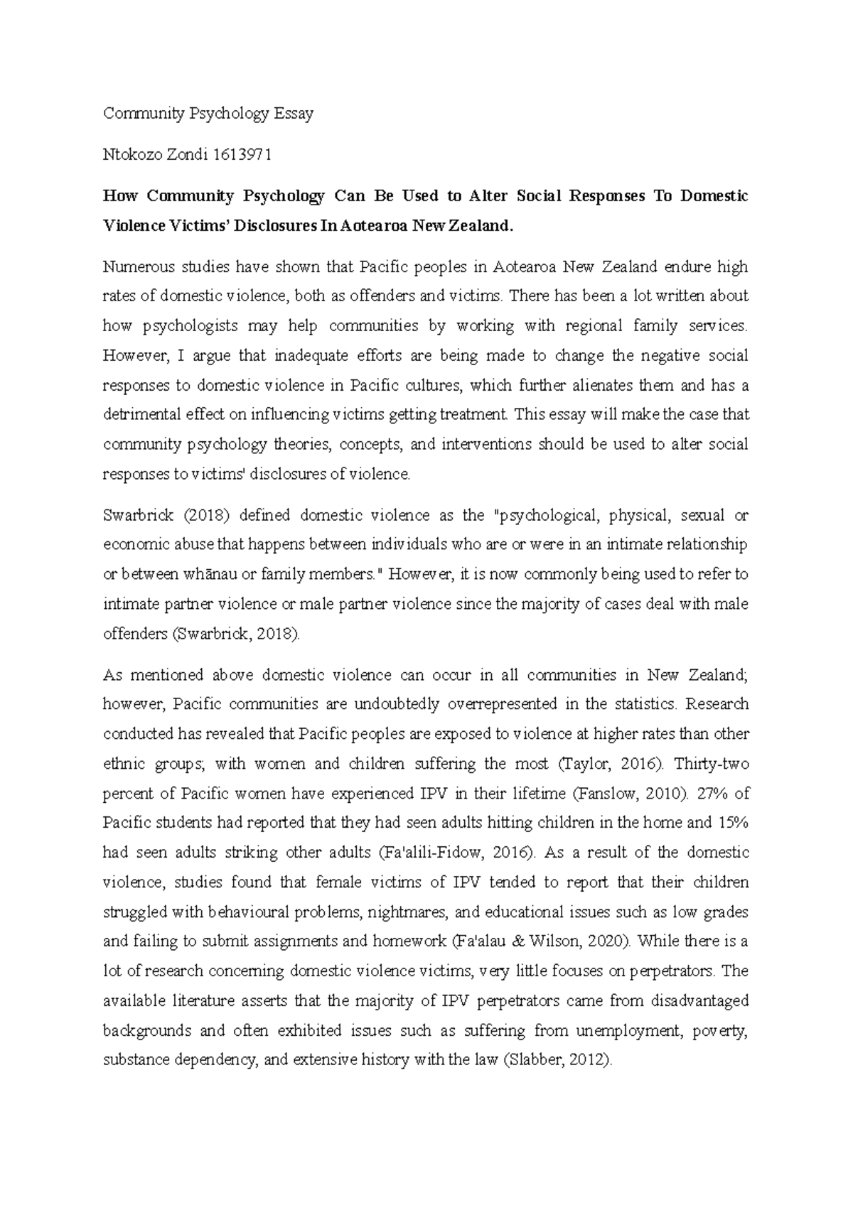 Psych 302 community psychology essay 2 - Community Psychology Essay ...