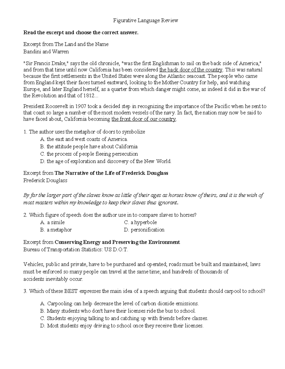 Figurative+language+review - Figurative Language Review Read the ...
