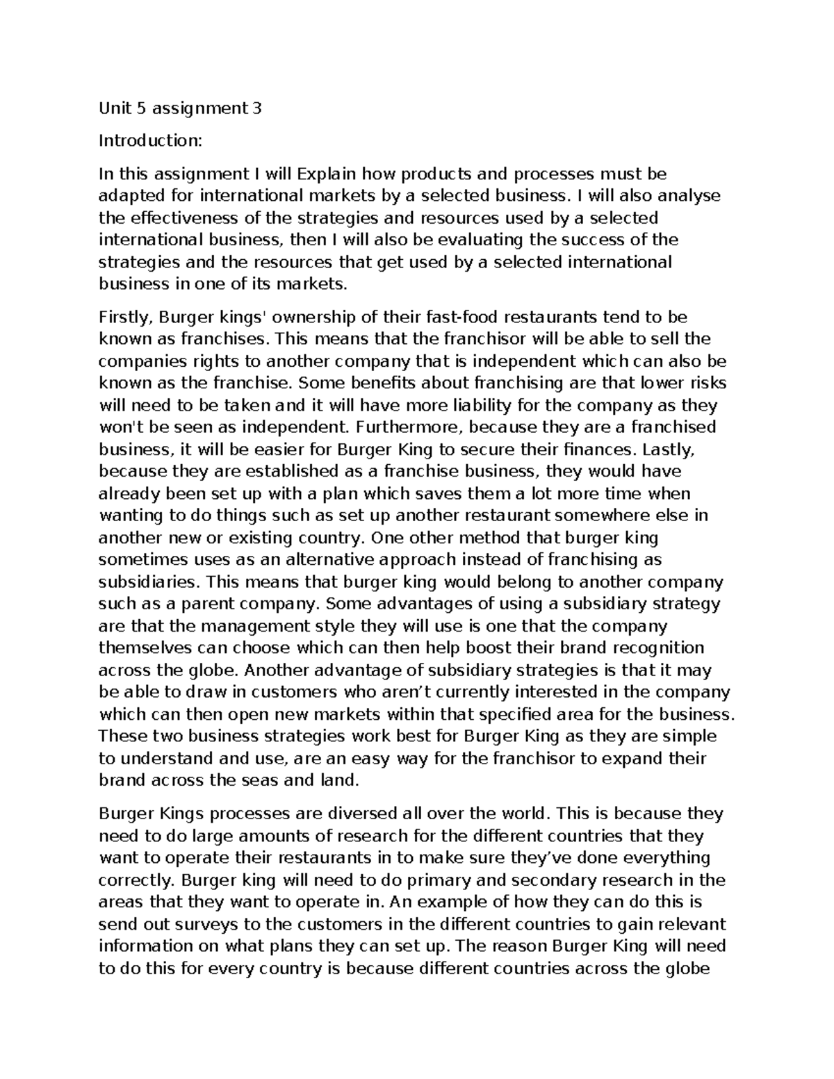 Unit 5 assignment three - Unit 5 assignment 3 Introduction: In this assignment I will Explain ...