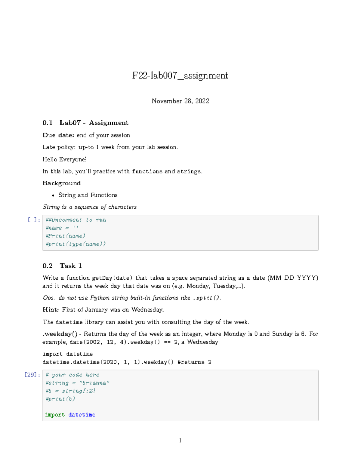 Lab07: Functions and Strings - Studocu