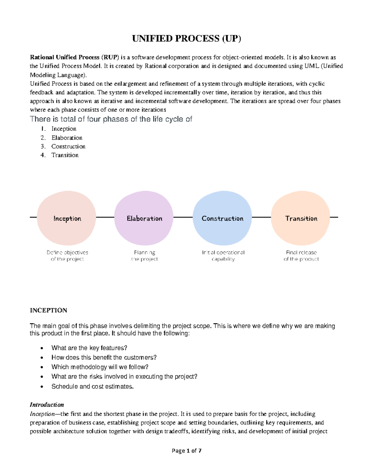 Unified Process May 2023 Lecture - UNIFIED PROCESS (UP) Rational ...