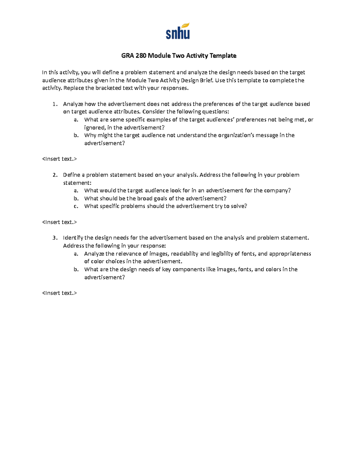 GRA 280 Module Two Activity Template - Use this template to complete ...