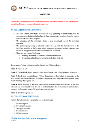 MSW Full note - Lecture notes - MUNICIPAL SOLID WASTE MANAGEMENT Module ...