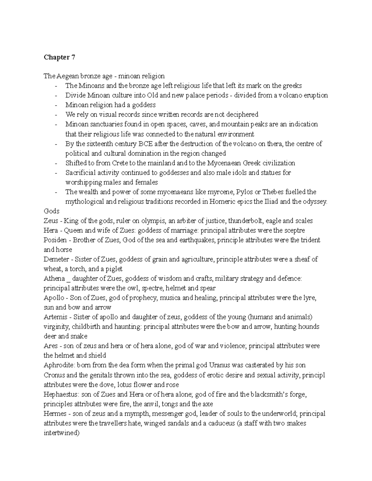 Chapter 7 GRST textbook notes greek half - Chapter 7 The Aegean bronze ...