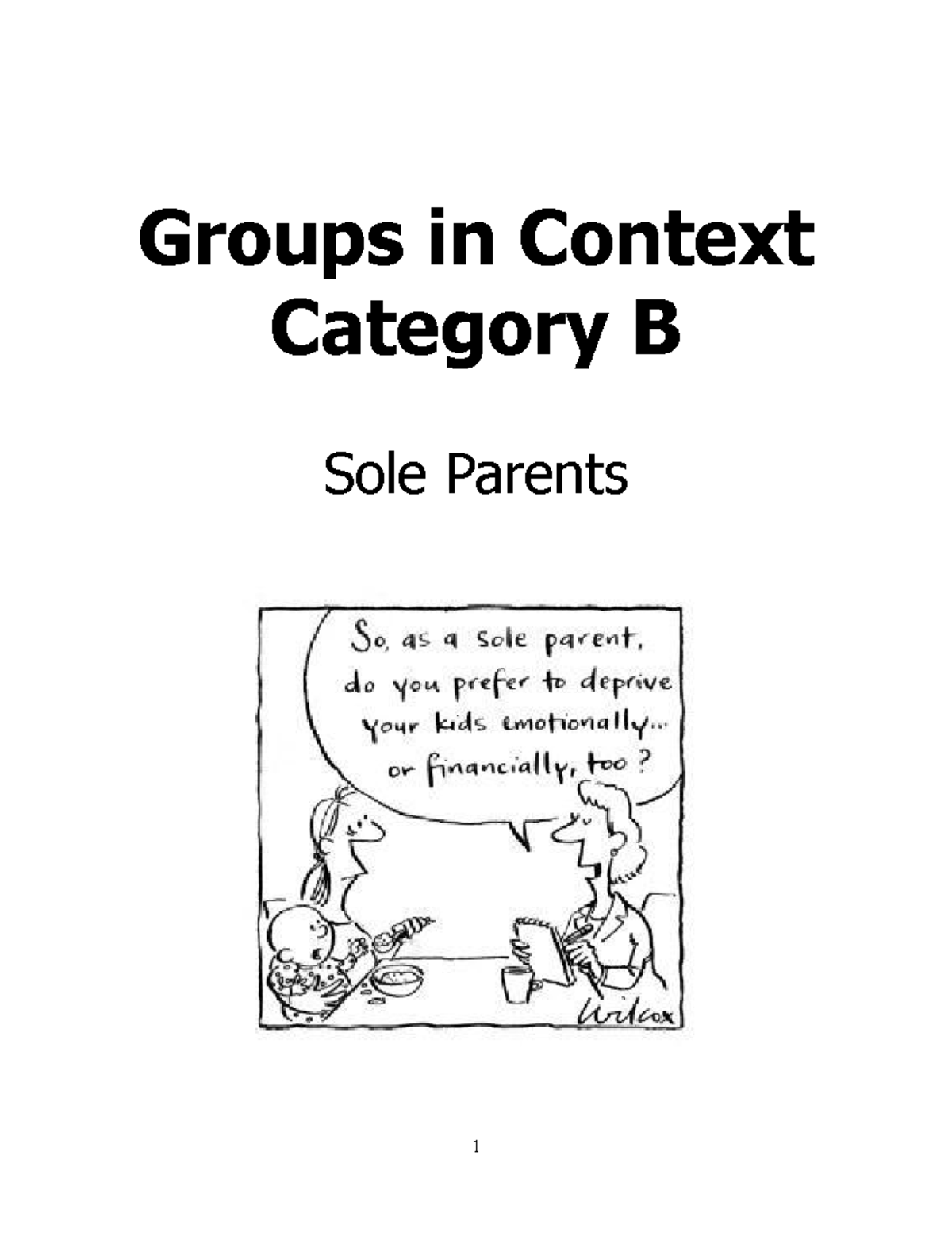 Sole parent booklet - 2024 - Groups in Context Category B Sole Parents ...
