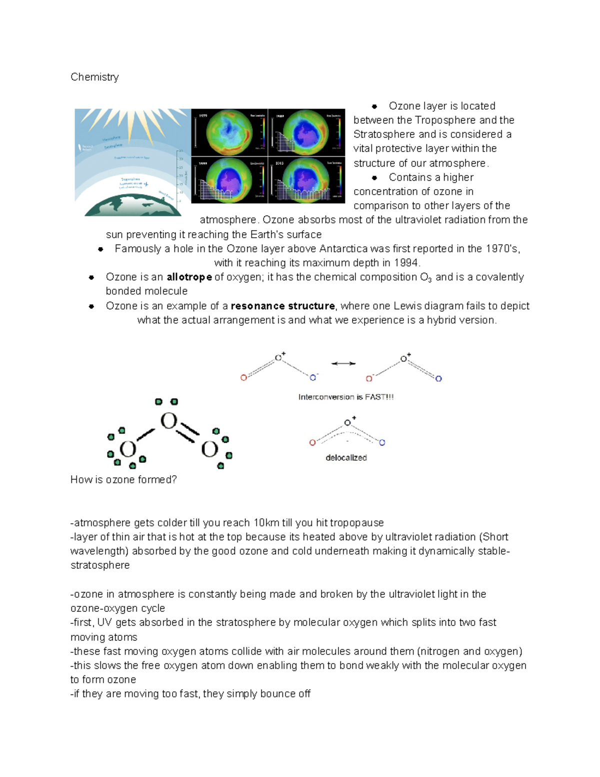 Chemistry-ozone layer - Chemistry Ozone layer is located between the ...