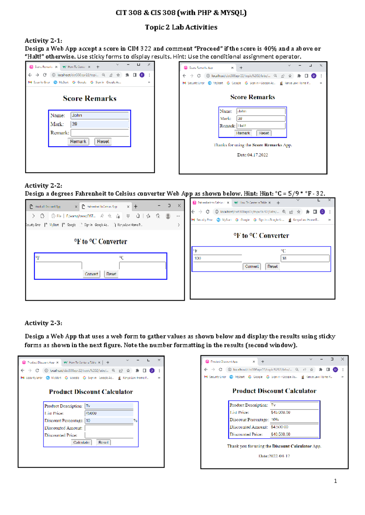 CIST 308 Topic 2 Lab - THESE FILES ARE TO HELP STUDENTS TO STUDY AND BE ...