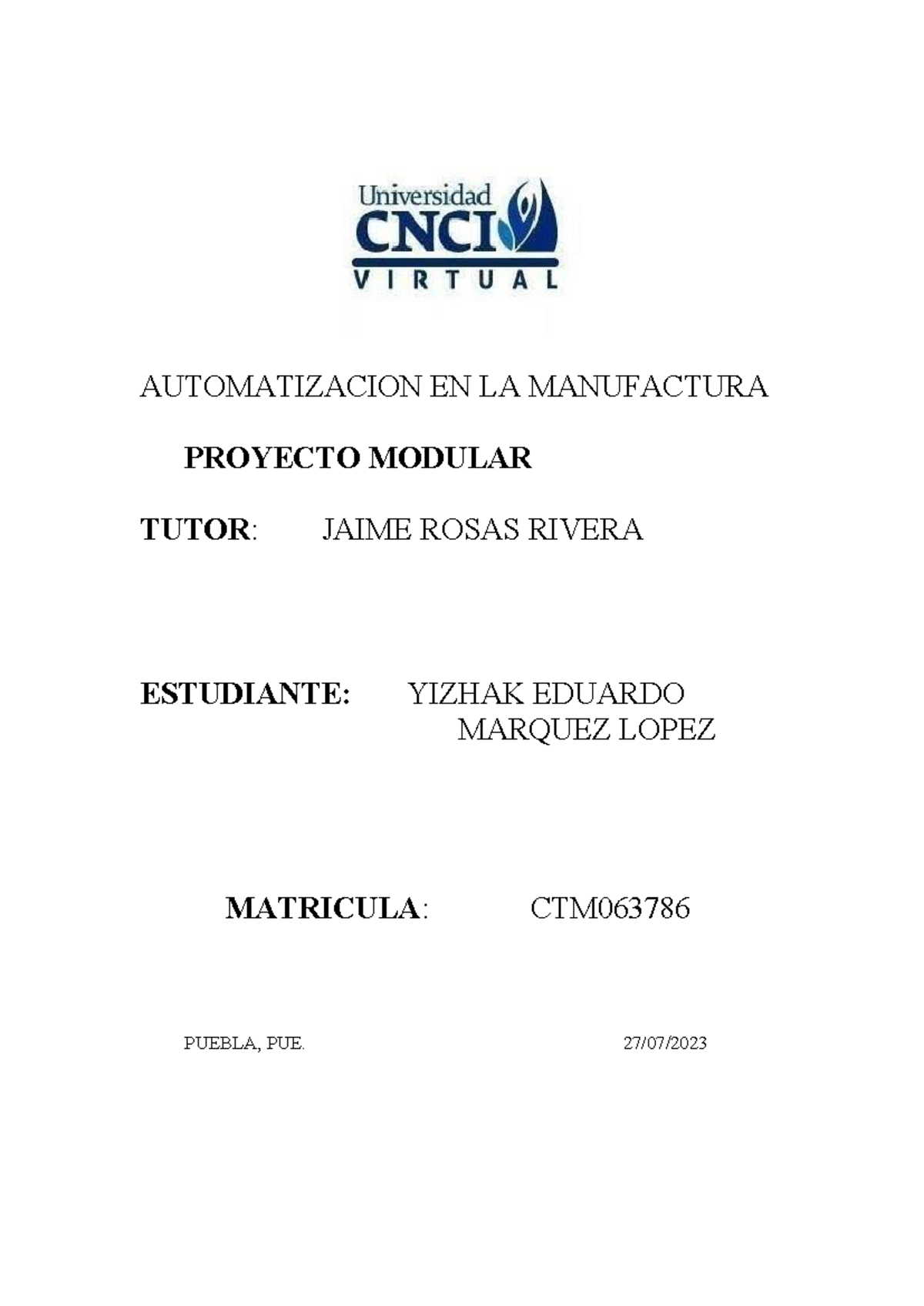 Modularautomatización de la manufactura - AUTOMATIZACION EN LA MANUFACTURA PROYECTO MODULAR ...