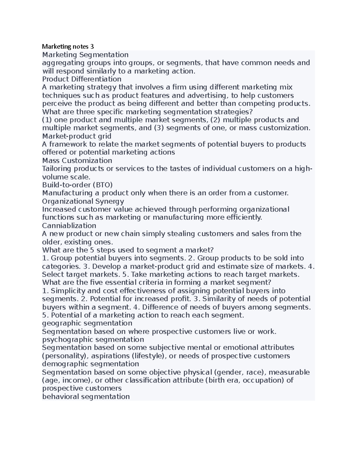 Marketing Notes 3 Segmentation Marketing Notes 3 Marketing Segmentation Aggregating Groups