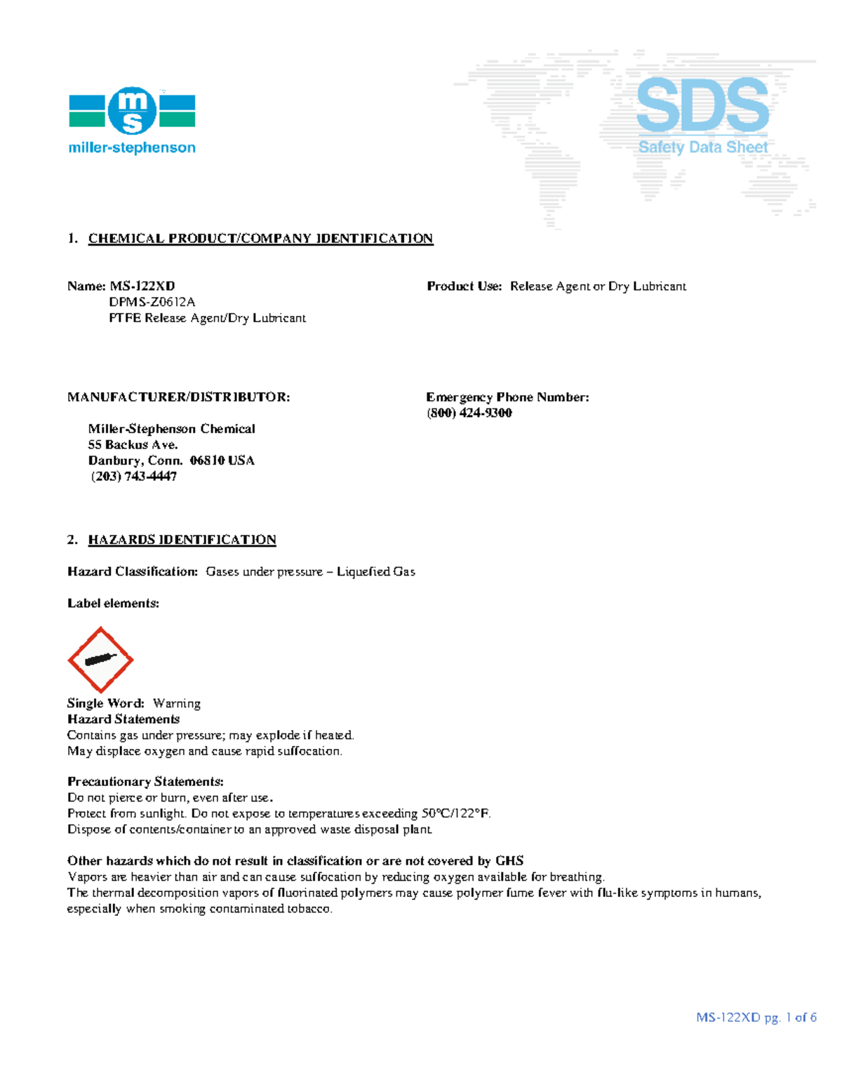 Dry lu - Asas - 1. CHEMICAL PRODUCT/COMPANY IDENTIFICATION Name: MS ...