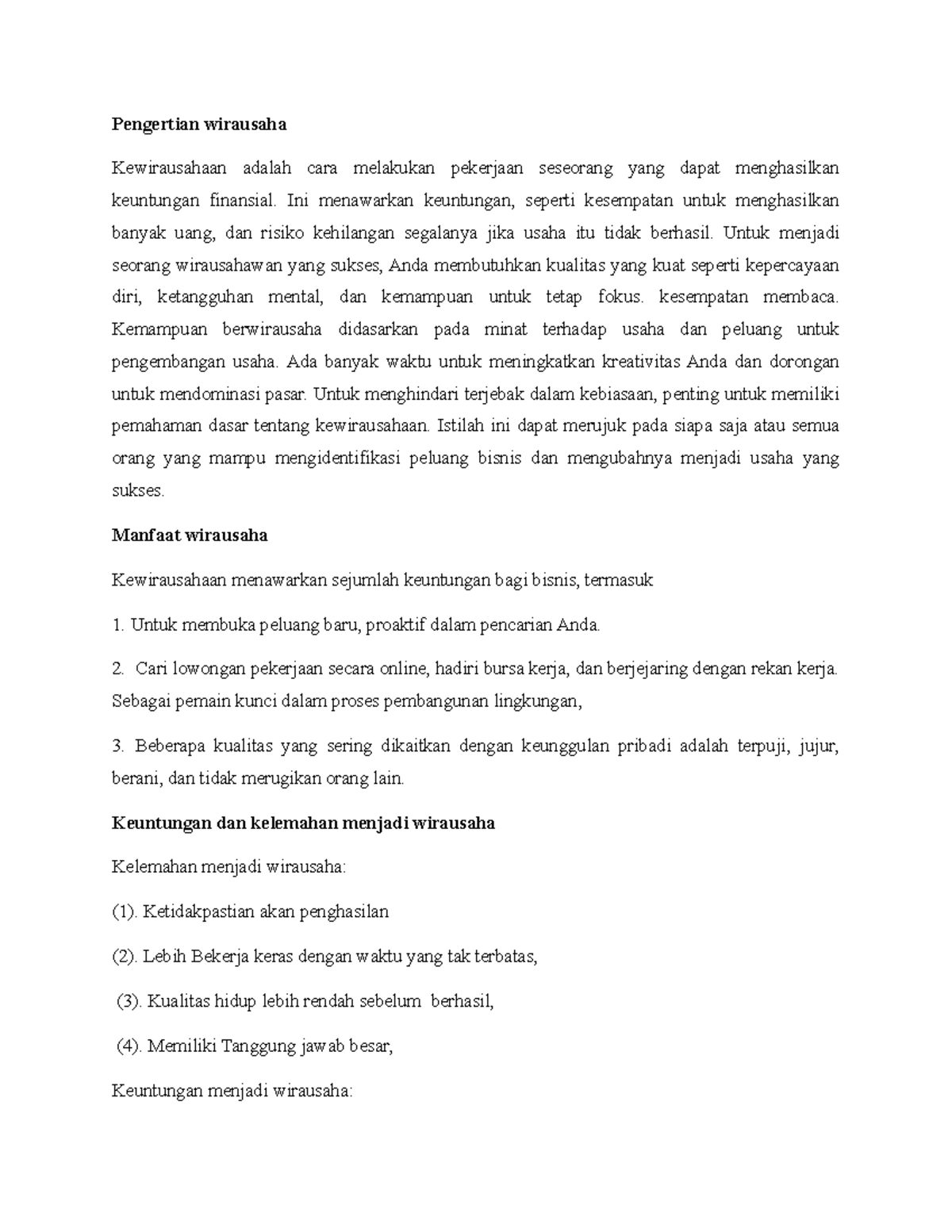 Kewirausahaan - aaassss - Pengertian wirausaha Kewirausahaan adalah ...