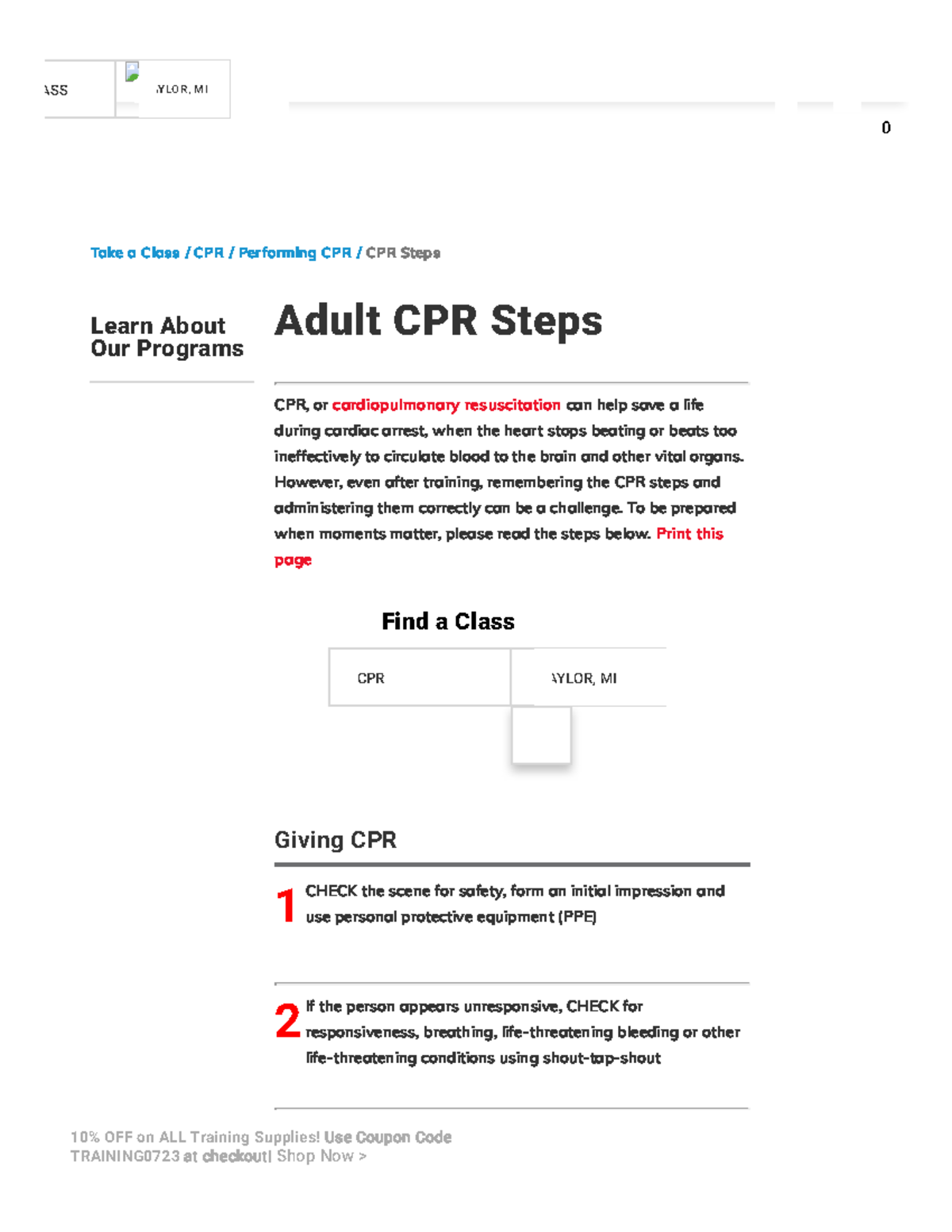 CPR Steps Perform CPR Red Cross - Take a Class / CPR / Performing CPR ...