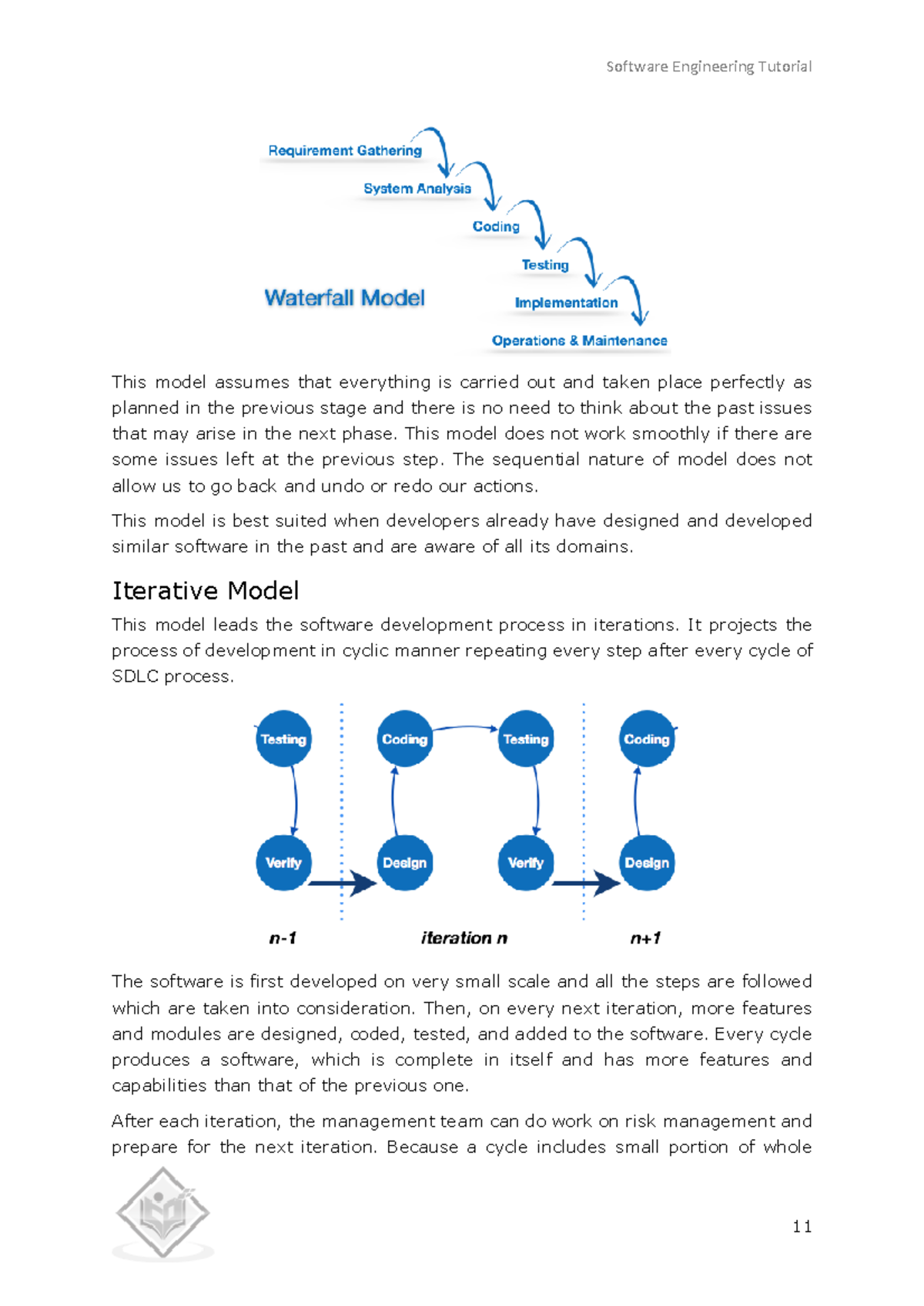 1 - Waterfall model - Software Engineering Tutorial 11 This model ...