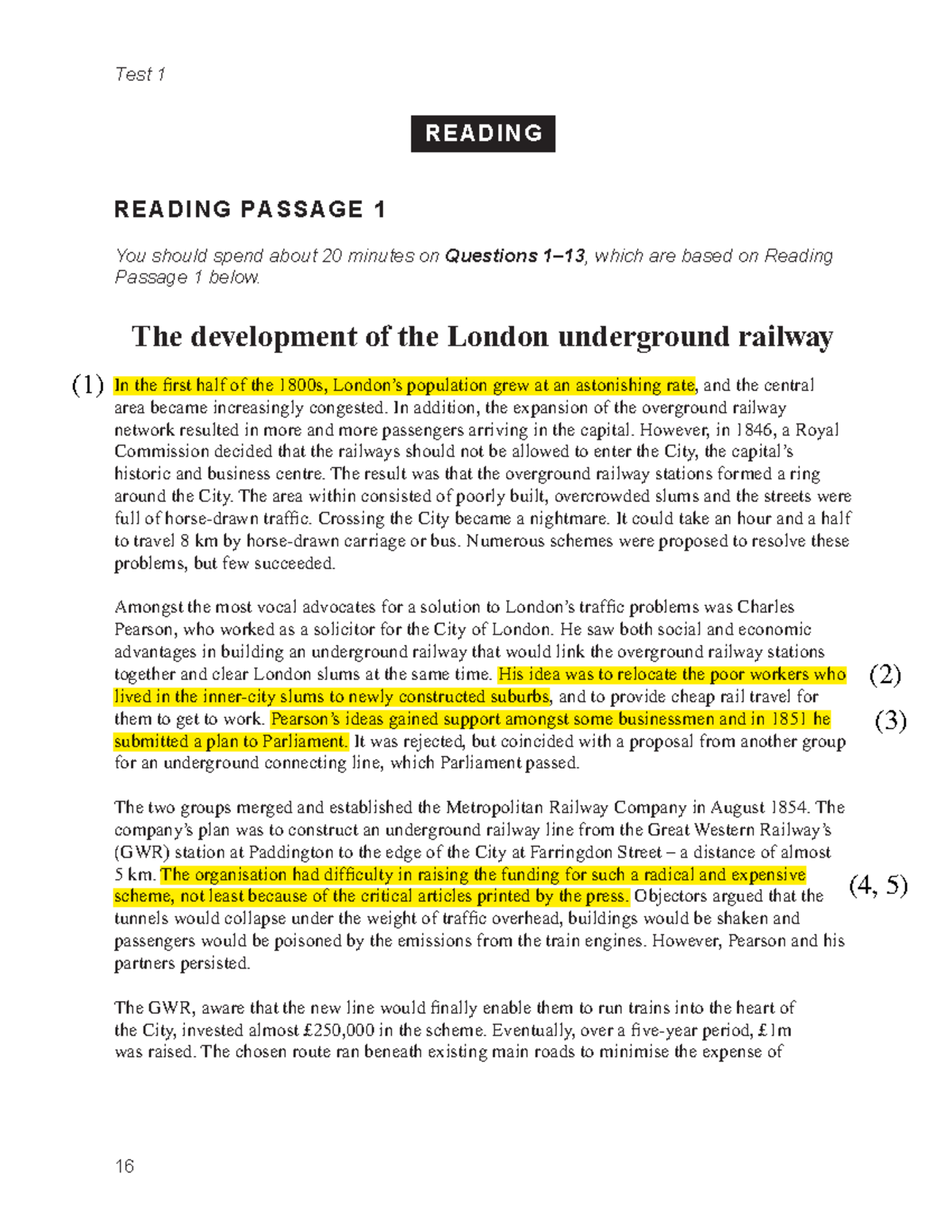 C17T1 - Reading - Test 1 RE AD I NG RE ADI NG P AS SAG E 1 You should ...